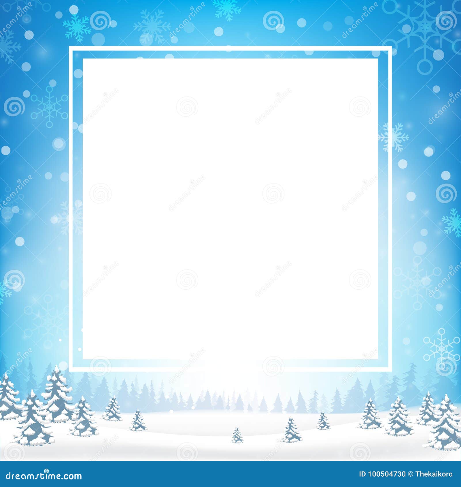 Blank Rectangle Frame with Copy Space and Winter Snow Flake Fall Stock ...