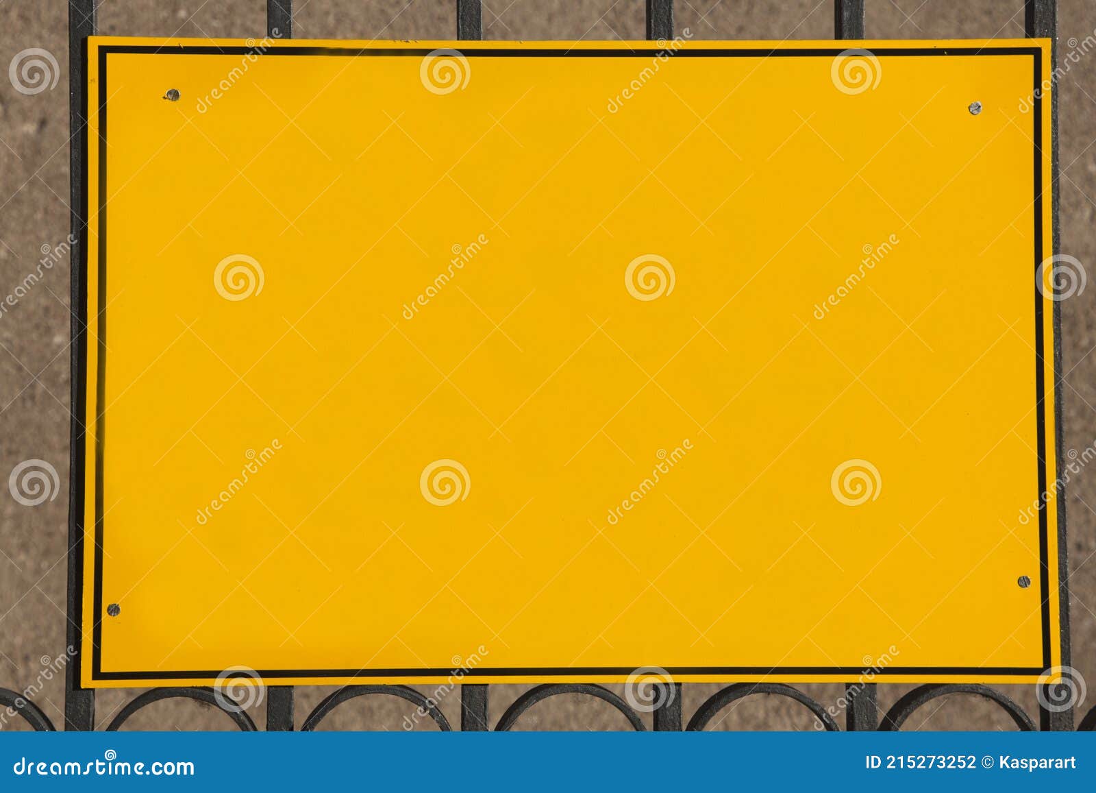 Blank Rectangle Yellow Sign with Black Frame and Copy Space Stock Photo ...