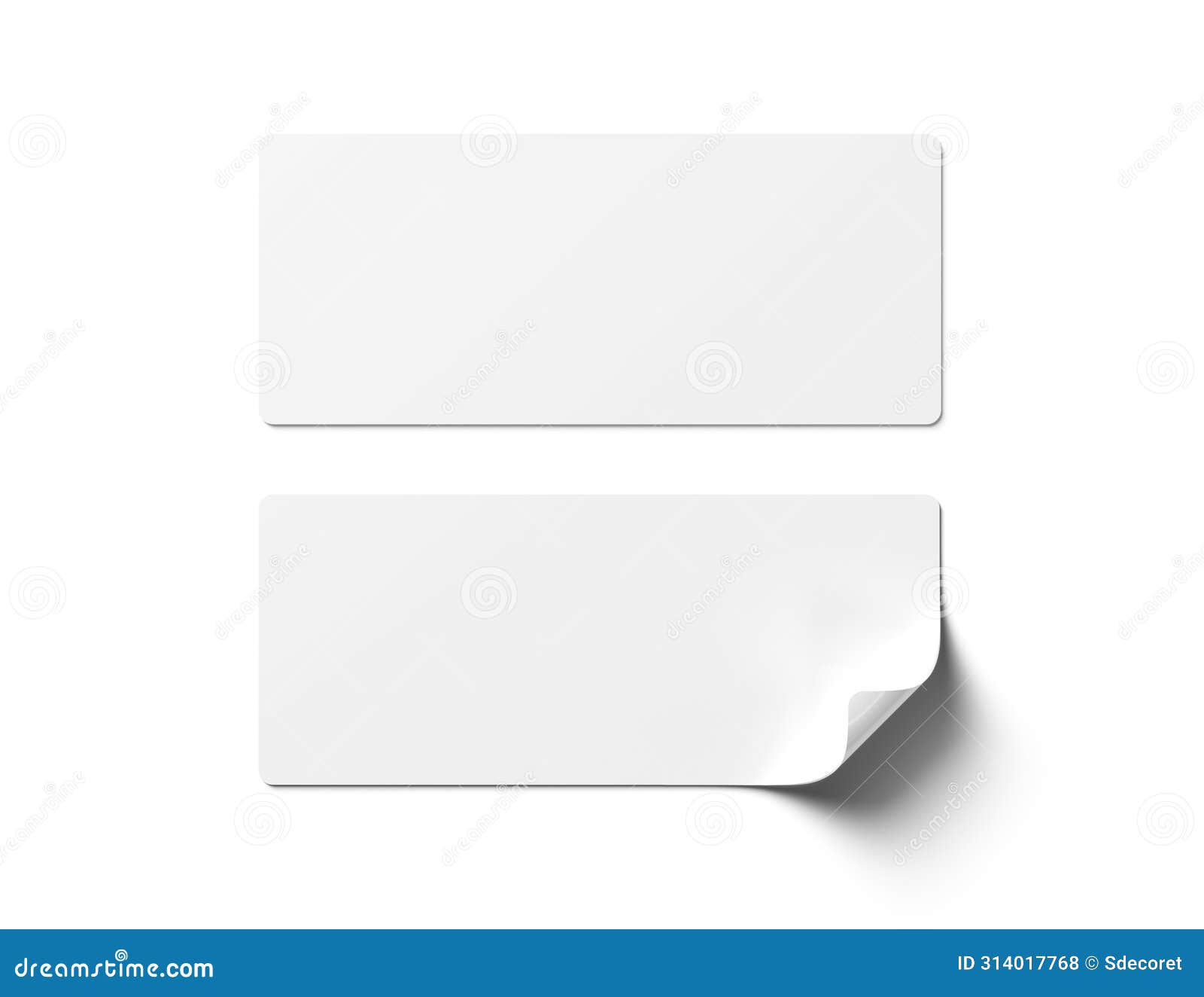 Blank Rectangular Sticker Mockup Isolated. Large Label Template. 3D ...