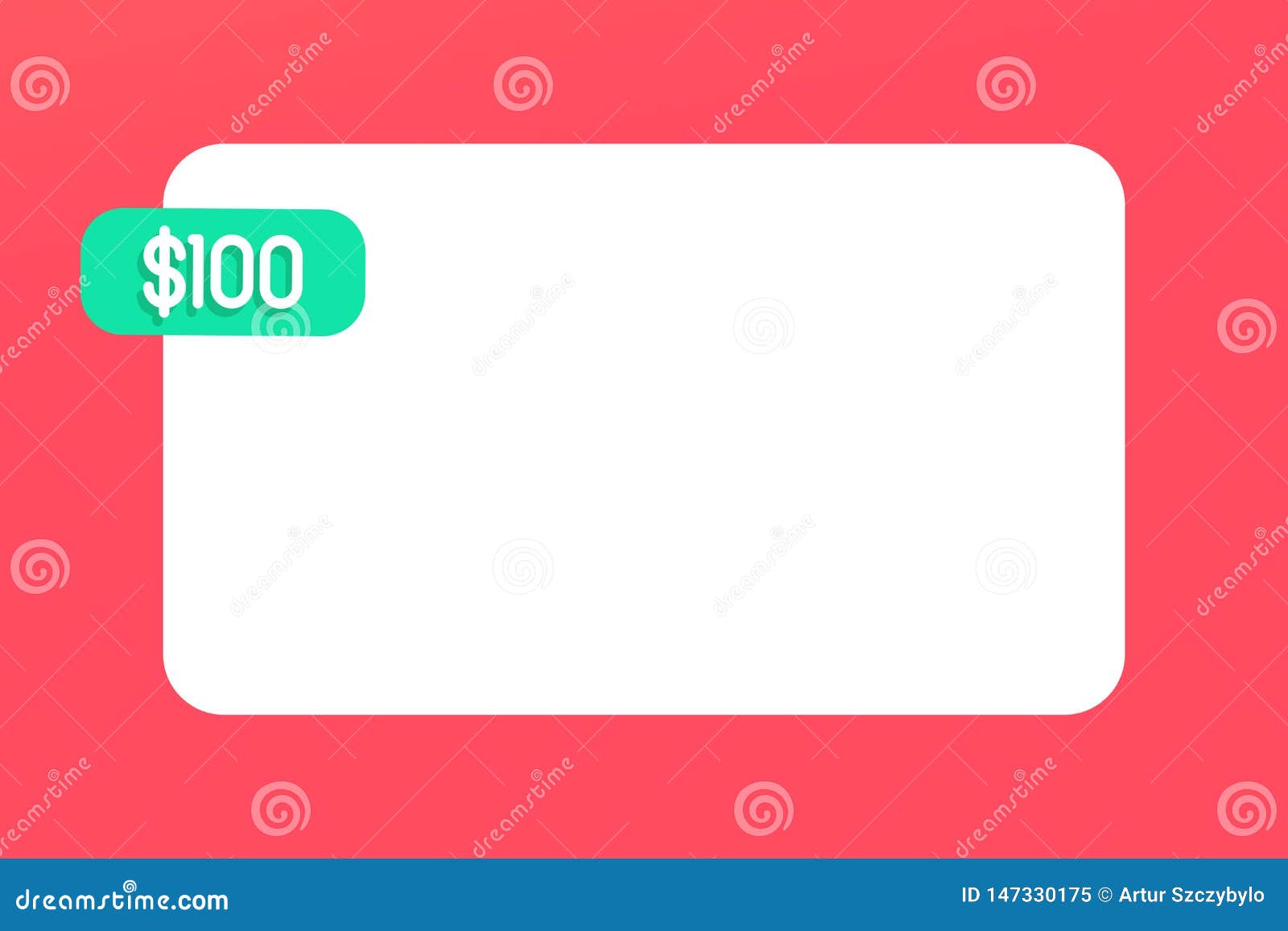 Blank Rectangular Text Box with Attached Dolar100 Price Label Against ...