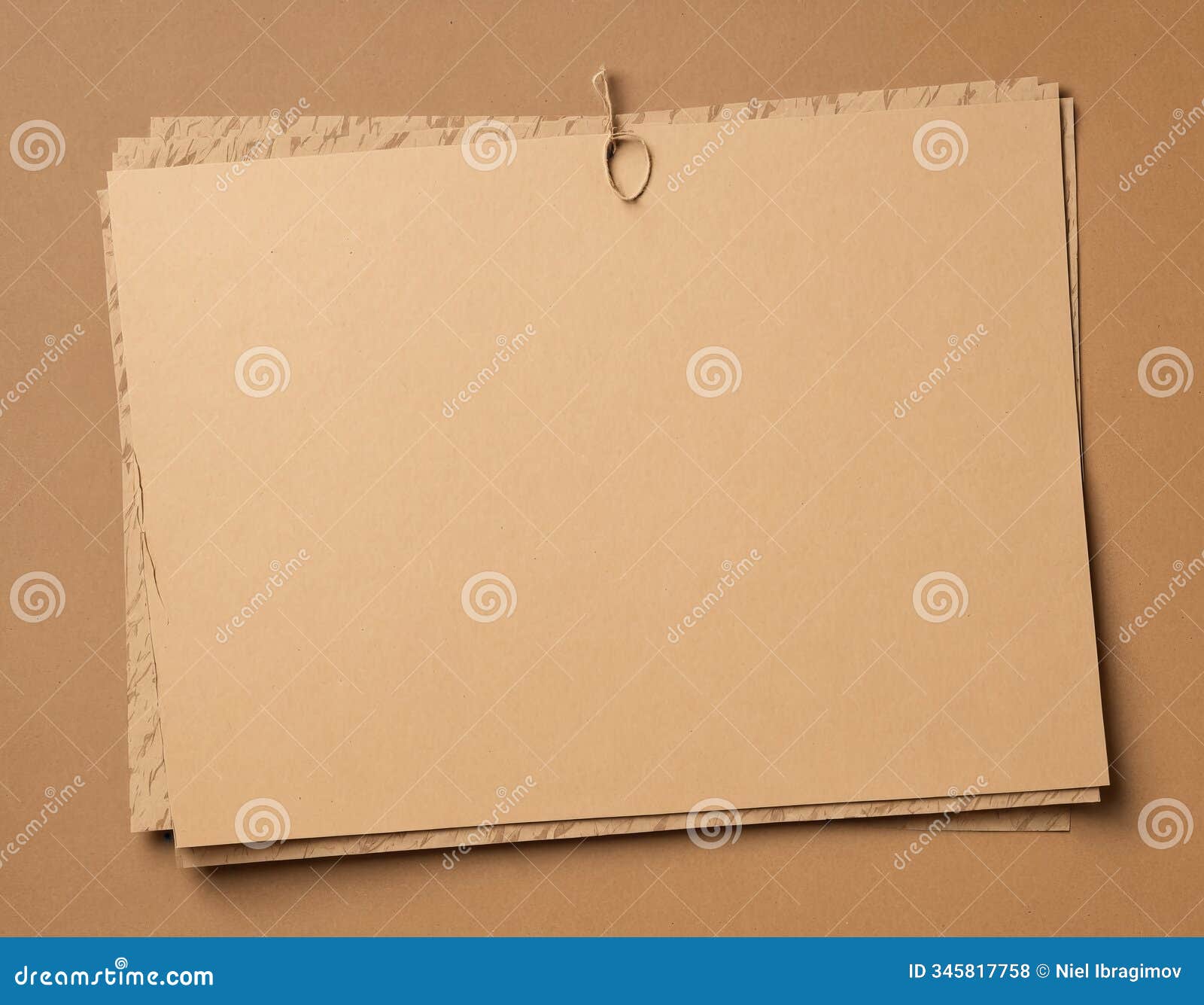 Blank Recycled Paper Sheets on Brown Surface with Texture and String ...
