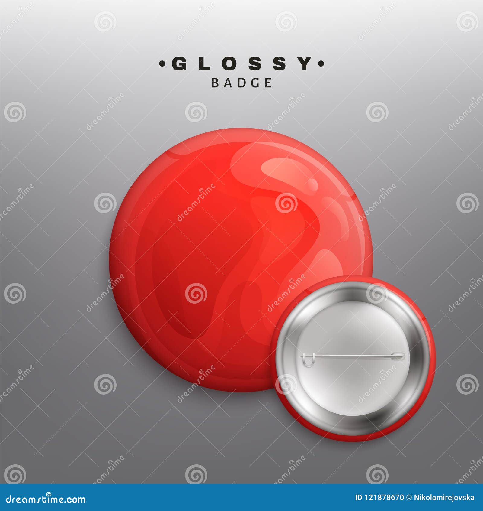 Blank Red Badge, Pin or Web Button. Front and Back Side. Vector. Stock ...