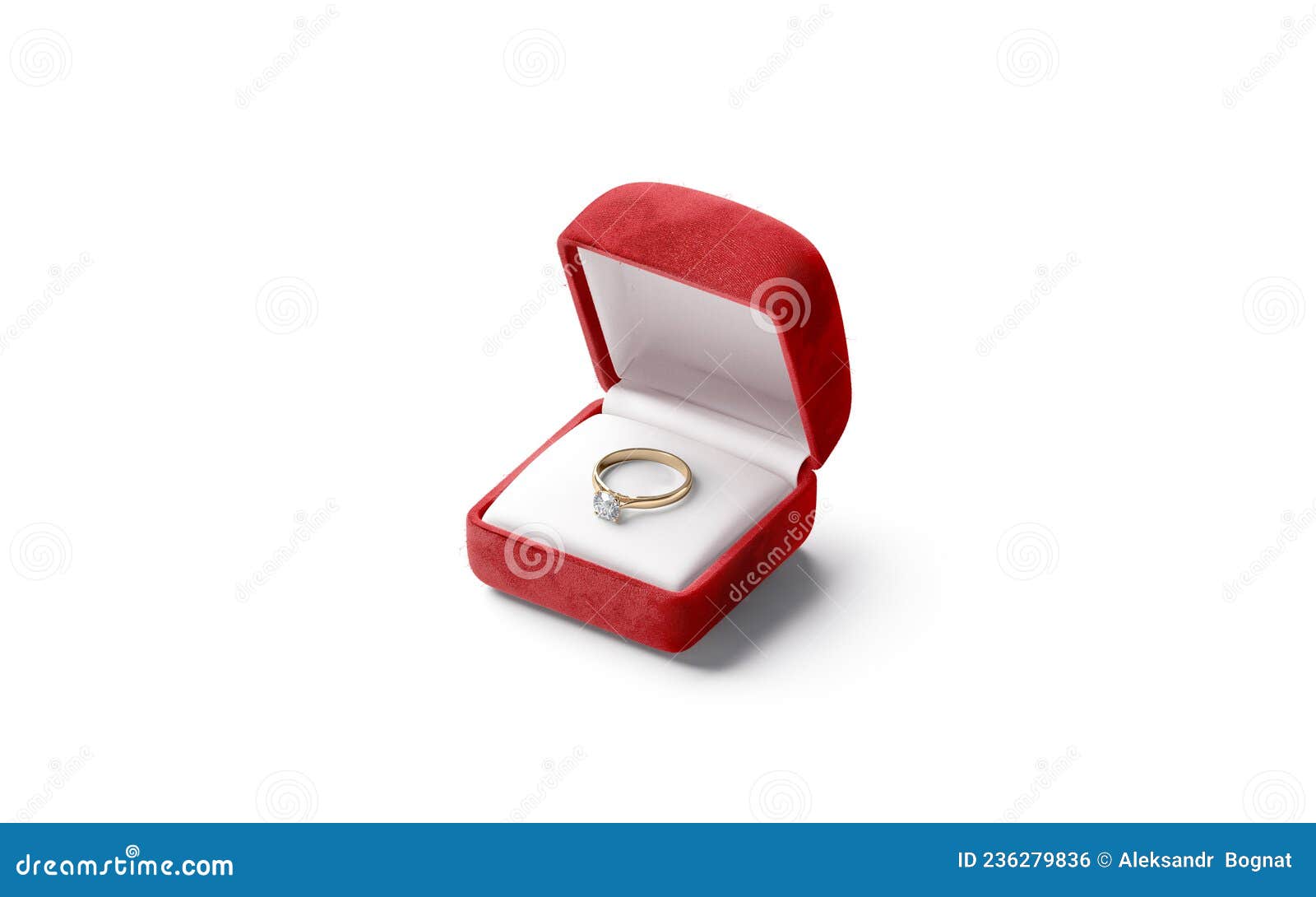 Blank Red Box with Gold Diamond Ring Lying Mockup, Isolated Stock ...