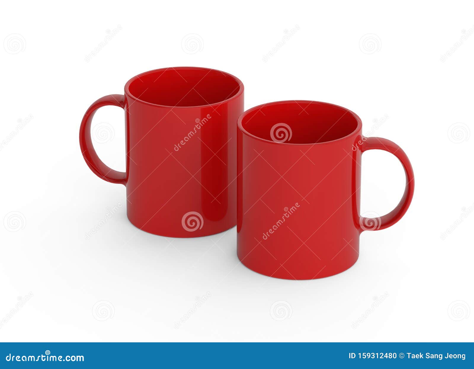 Blank Red Color Ceramic Mug Cup A Pair On White Background Stock Photo ...