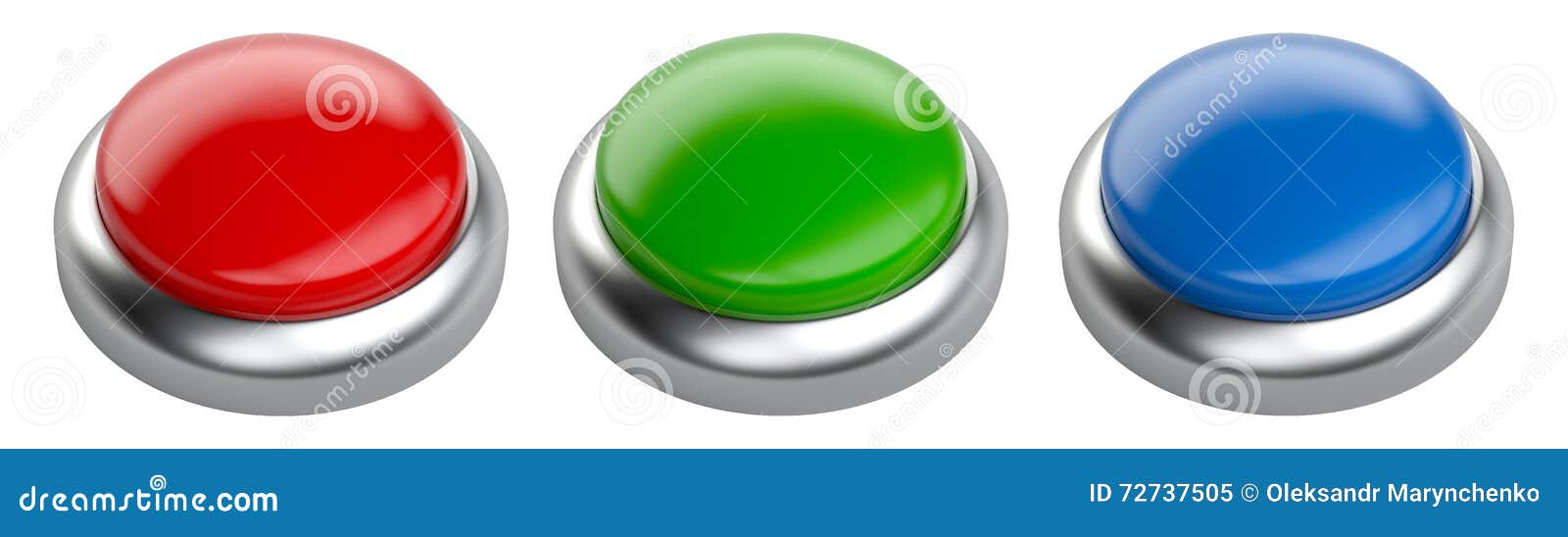 Blank Red, Green and Blue Glossy Button Set with Space for Copy Stock ...