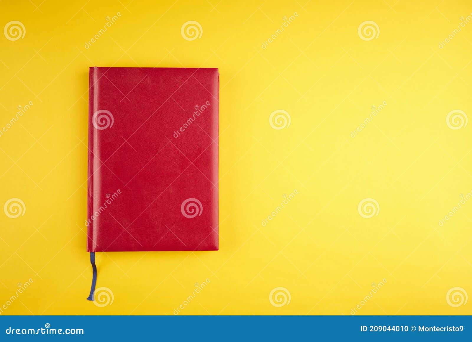 Blank Red Leather Diary on Yellow Trendy Background. Copy Space Stock ...