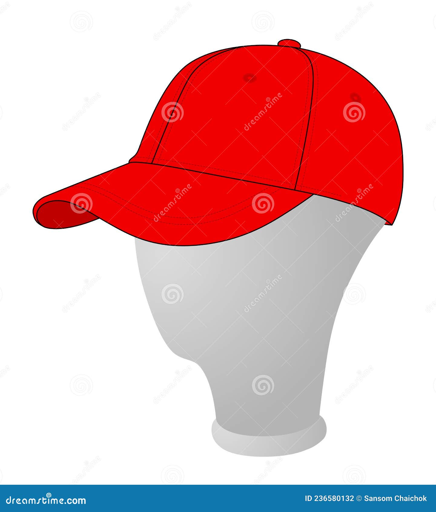 Blank Red 6 Panel Baseball Cap Template Vector. Stock Illustration ...