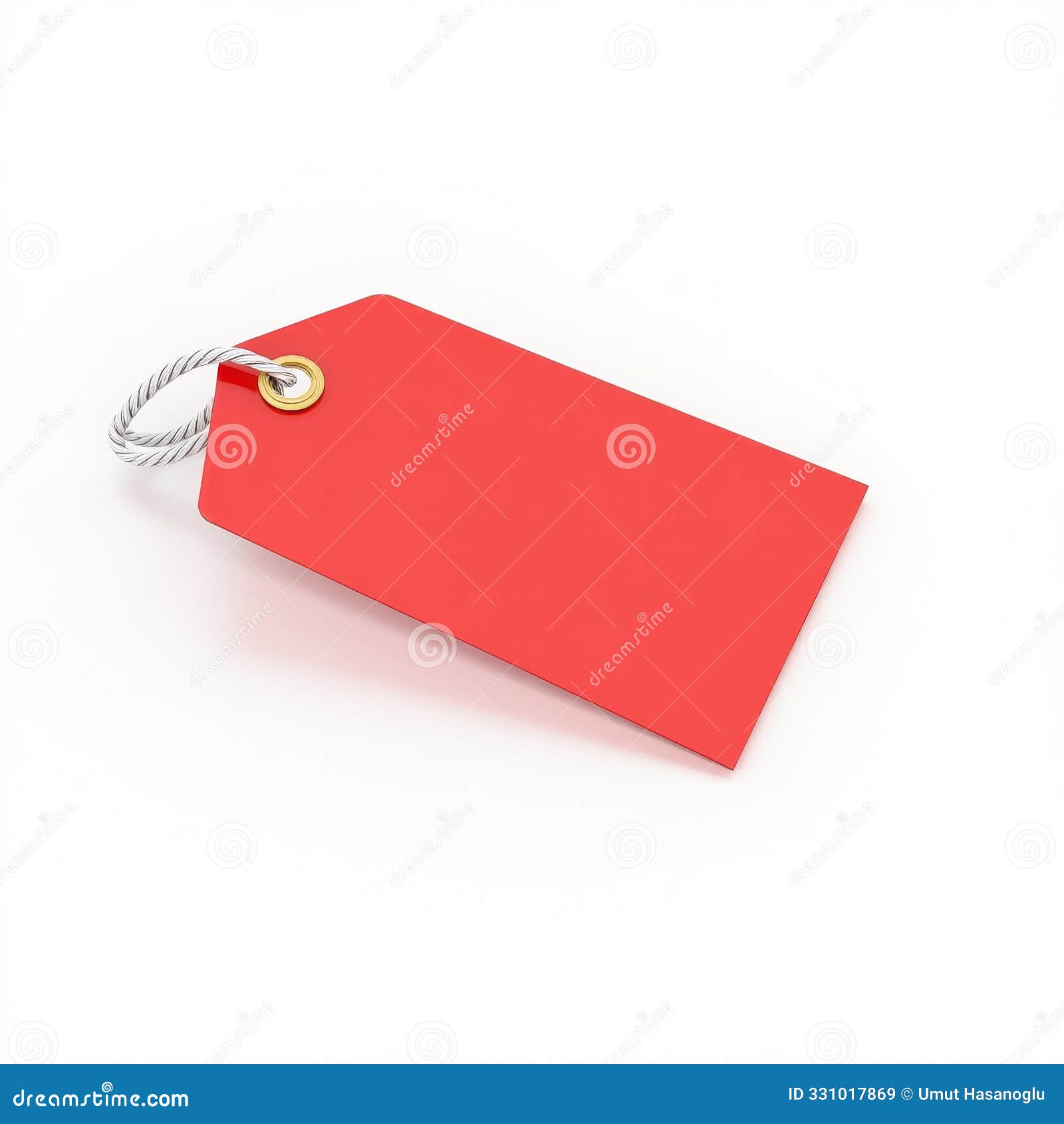 A Blank Red Price Tag with a White String on a White Background. Stock ...
