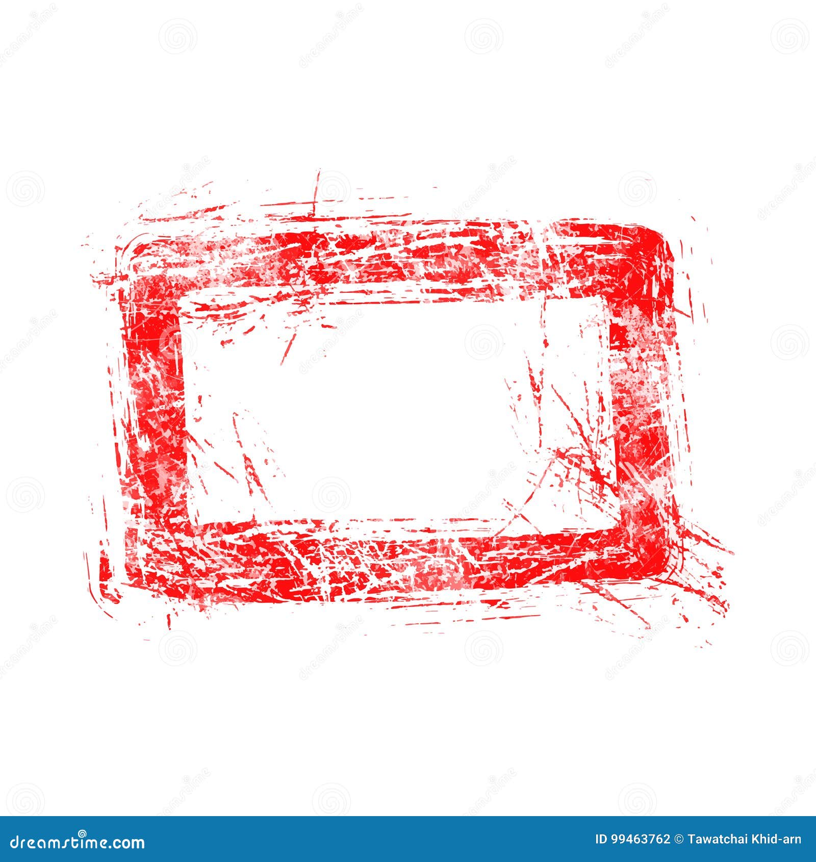 Completed Red Square Grunge Stamp On White Stock Illustration