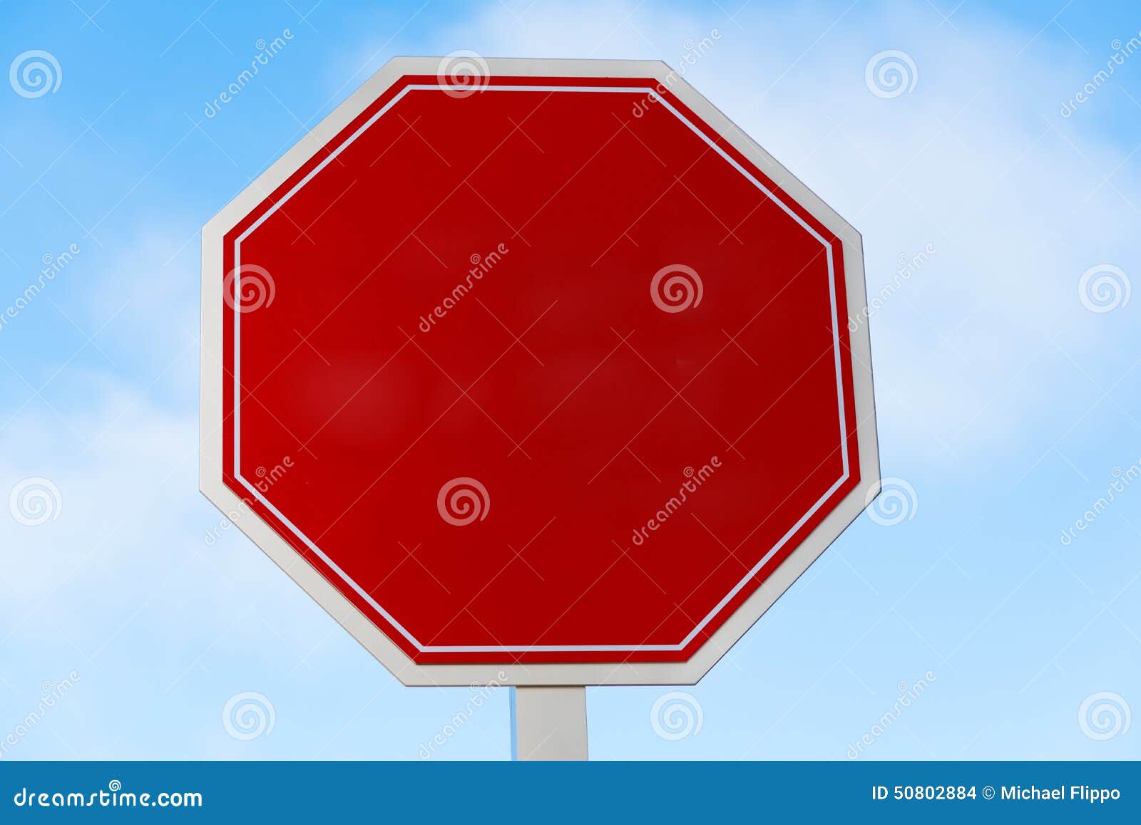 Blank Red Stop Sign with a Sky Blue Background Stock Photo - Image of ...