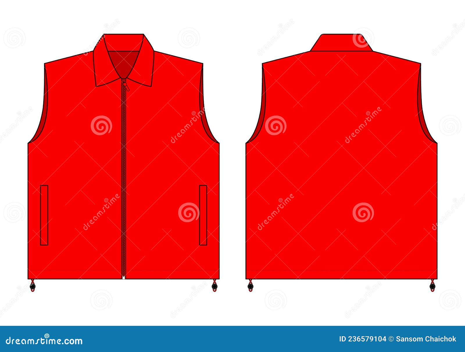 Blank Red Vest with Cord Toggle Stopper Template Vector Stock Vector ...