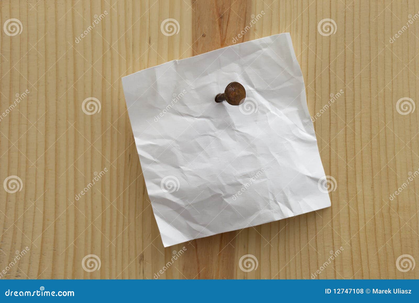 Blank Reminder Note Nailed To a Wall Stock Photo - Image of nail, wood ...