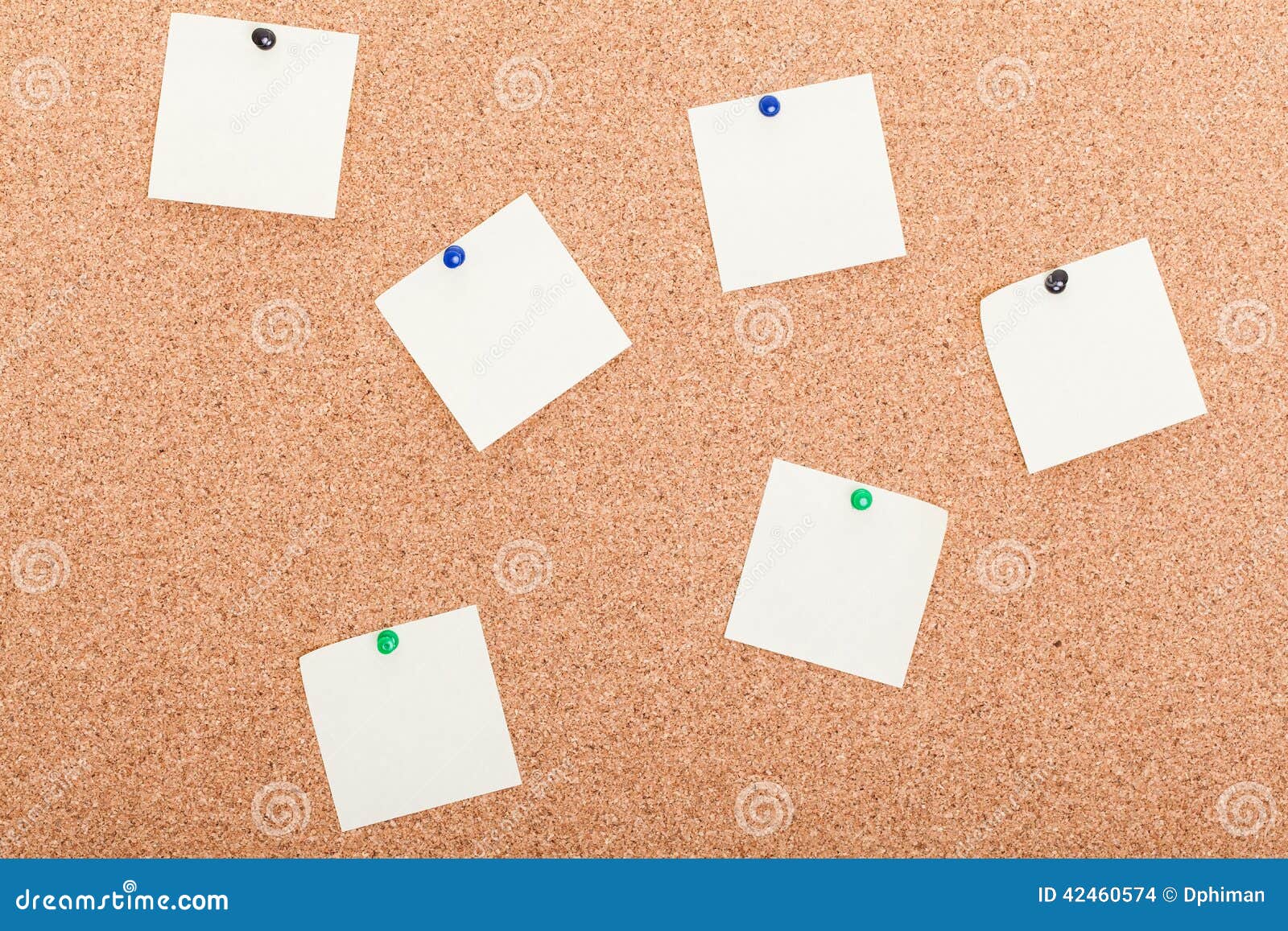 Blank Reminder Notes on a Board Stock Photo - Image of empty, pins ...