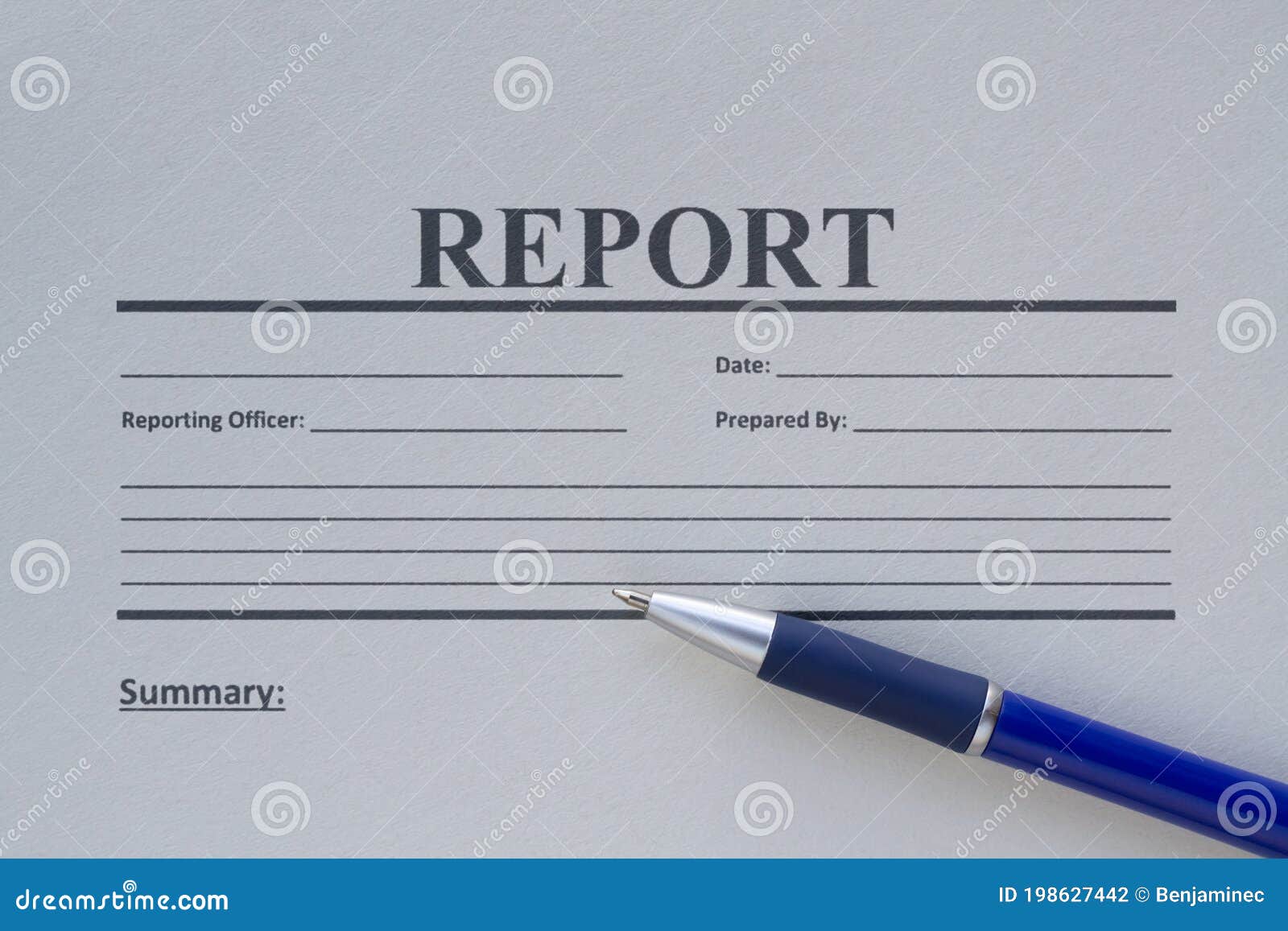 Blank report form stock photo. Image of inform, duty - 198627442