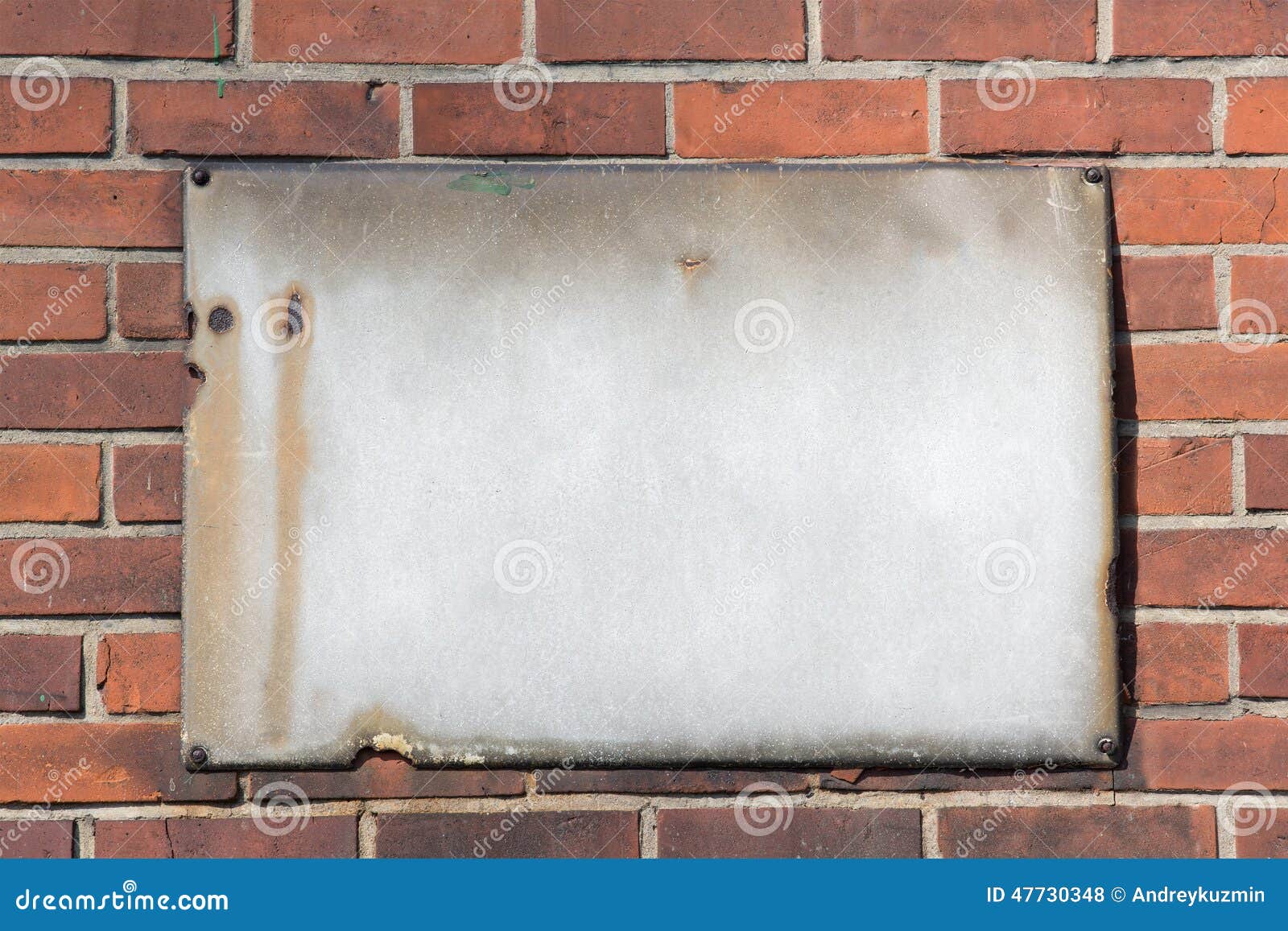 Blank Retro Rusty Metal Sign On Brick Wall Stock Photo - Image: 47730348