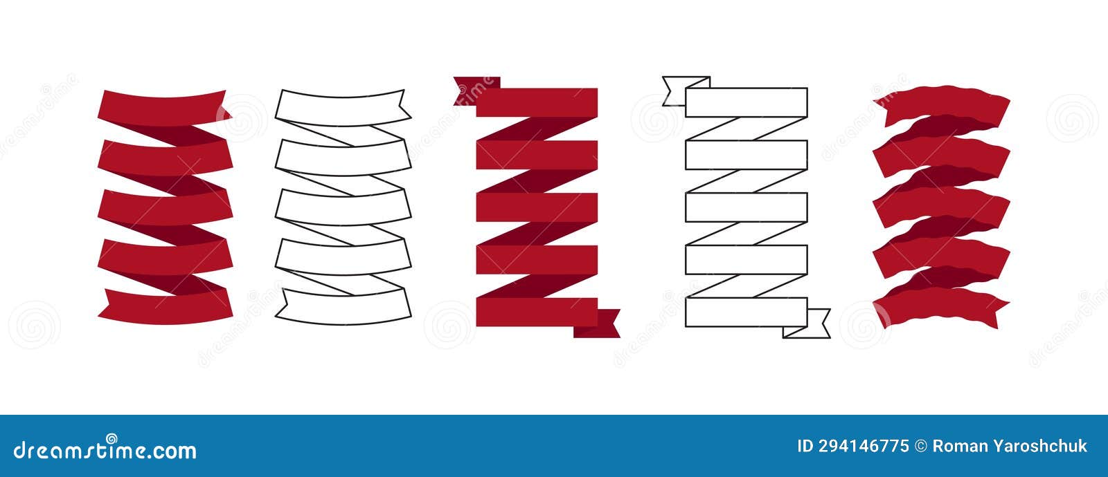 Blank Ribbons. Ribbons and Banner Signs. Flat and Linear Ribbons Stock ...