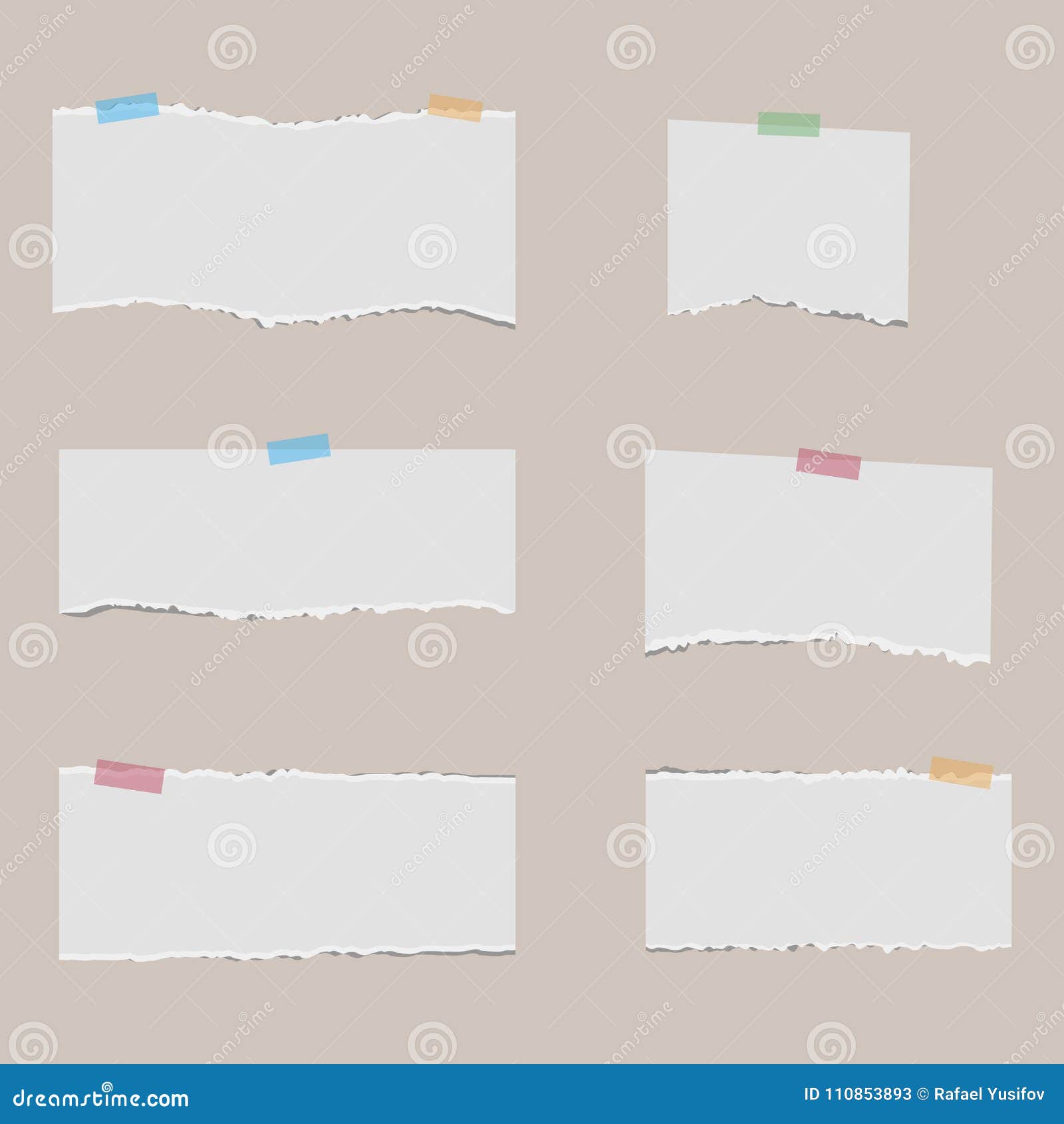 Blank Ripped Note Paper with Sticky Tape. Vector. Stock Vector ...