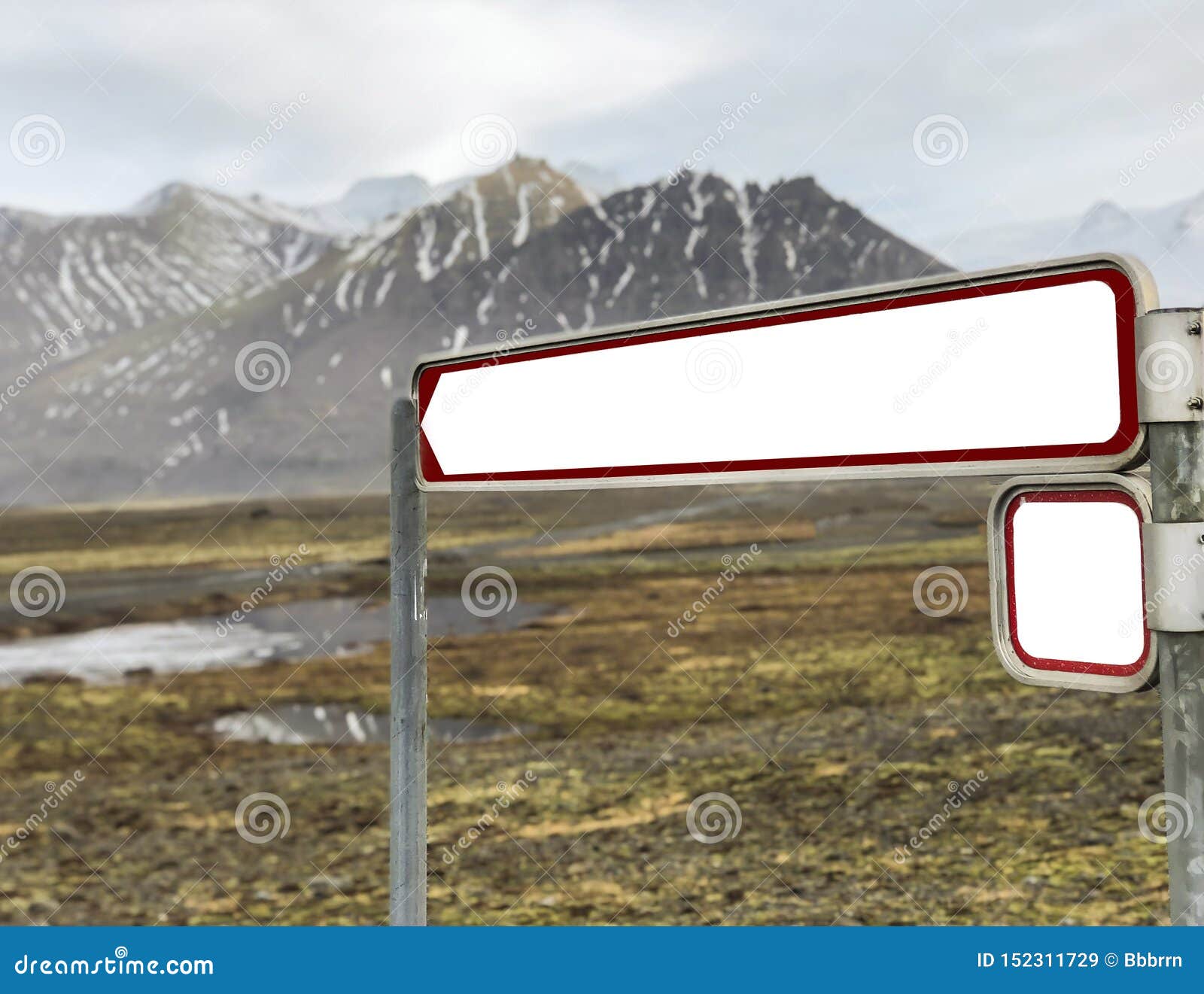 A Blank Road Direction Sign at Nature Stock Image - Image of iceland ...