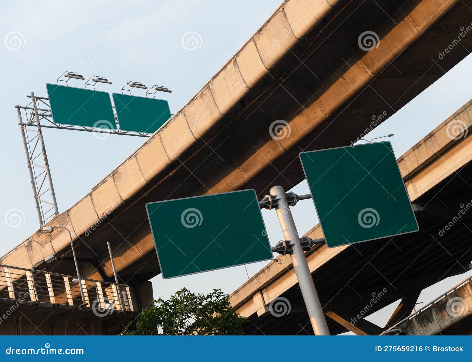 Blank Road Sign on the Bridge Stock Photo - Image of building ...