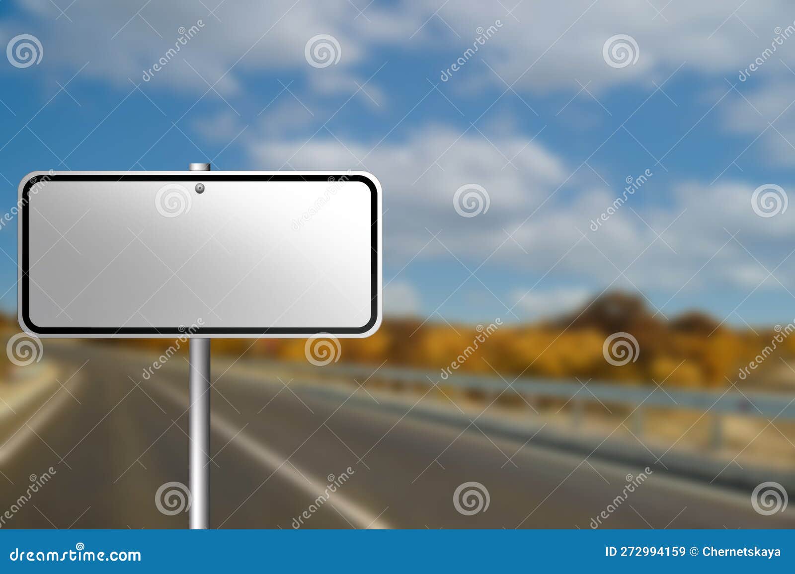 Blank Road Sign on Empty Asphalt Highway, Space for Text Stock Image ...