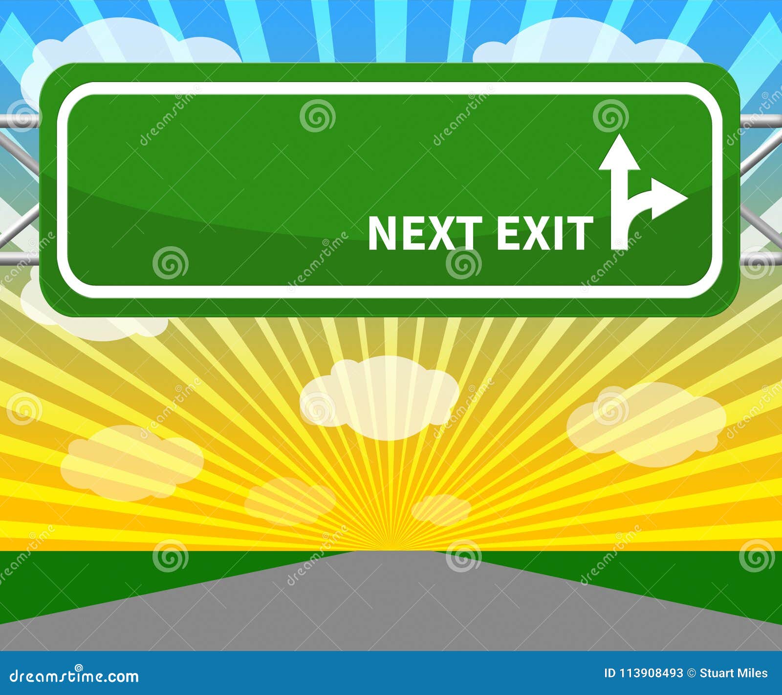 Blank Sign Shows Next Exit 3d Illustration Stock Illustration ... Blank Sign Shows Next Exit 3d Illustration Stock Illustration ...