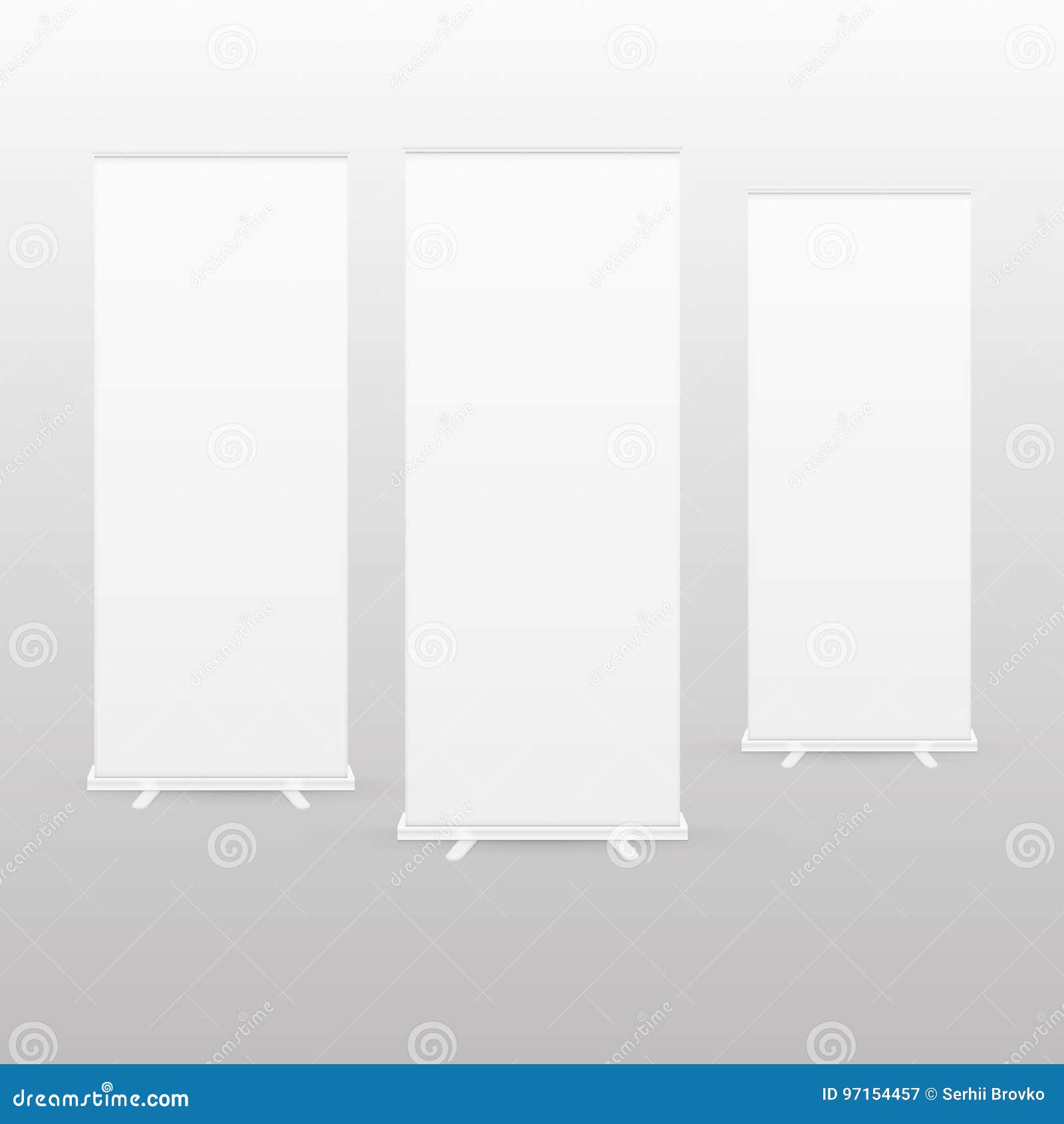 Blank Roll-up Banner Display with Clipping Path. on Background. Vector ...