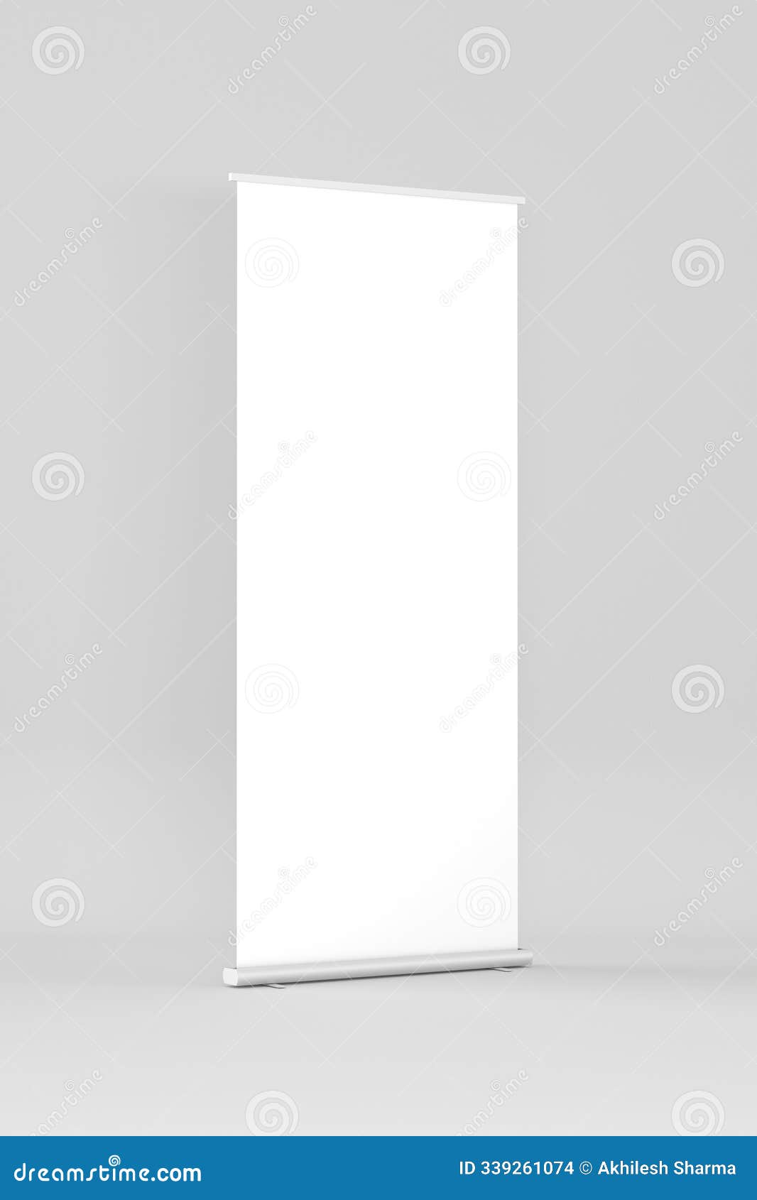 Blank Roll Up Or Standee Mockup On White Background - 3D Illustration ...