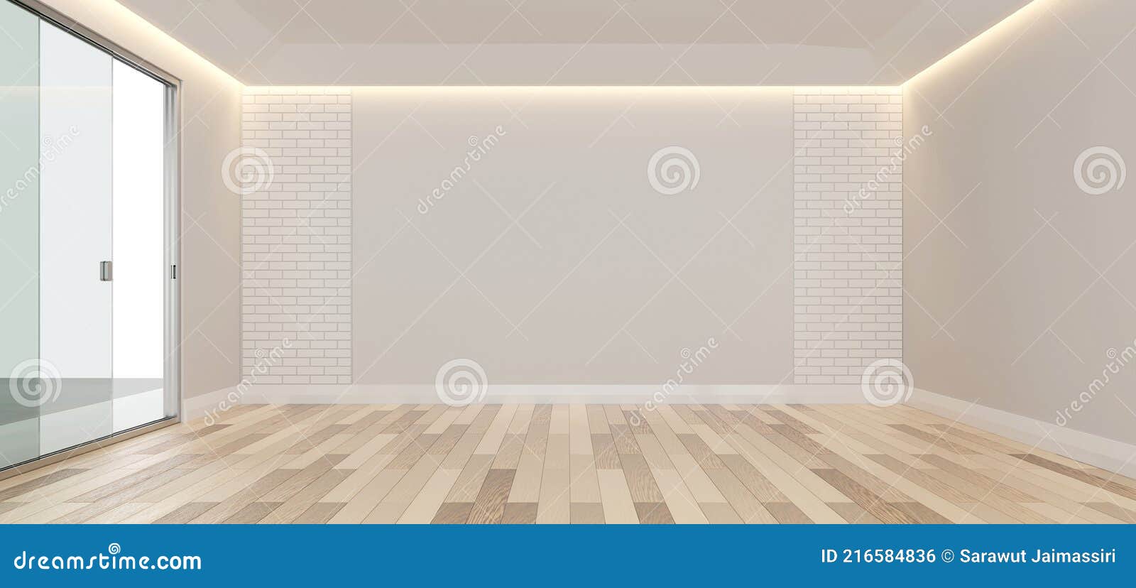 Blank Room with Wooden Floor Interior Design 3d Rendering Stock ...