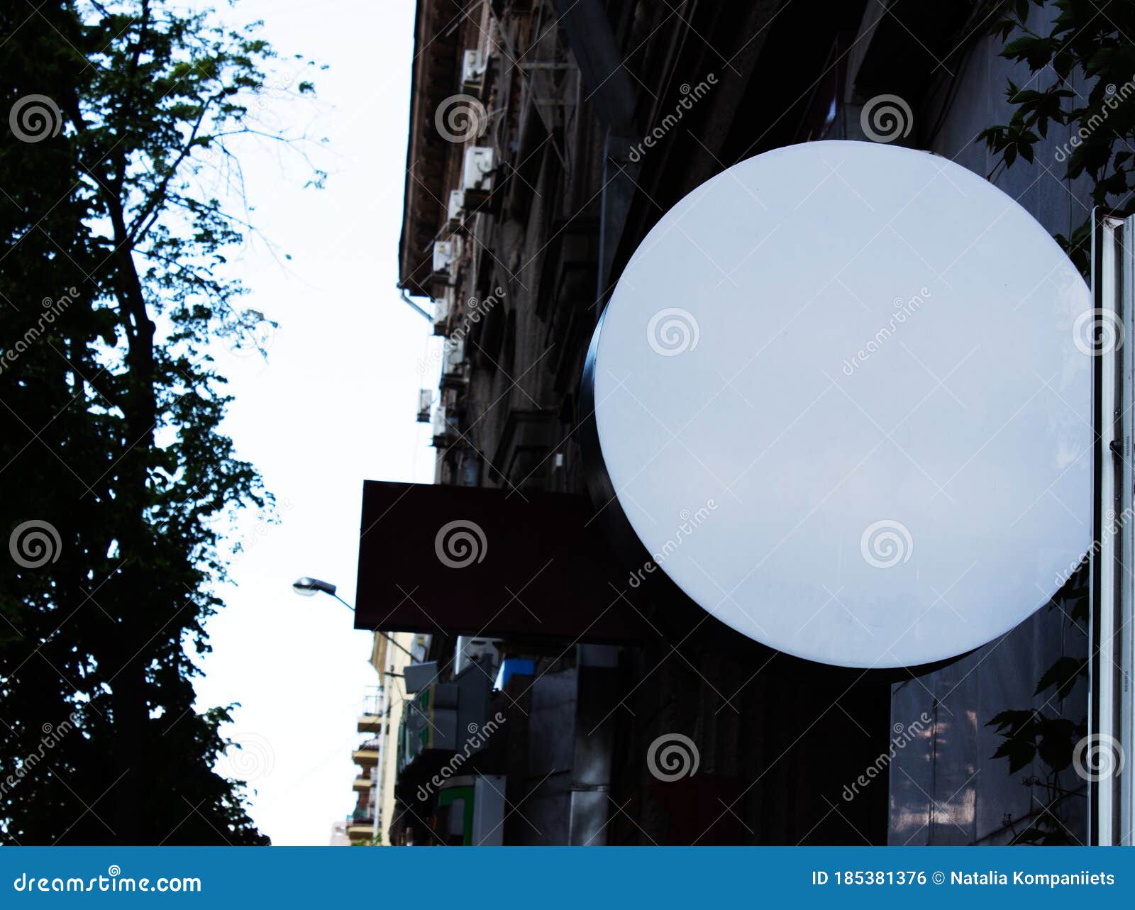 Blank Round Billboard on the Wall Stock Photo - Image of empty ...