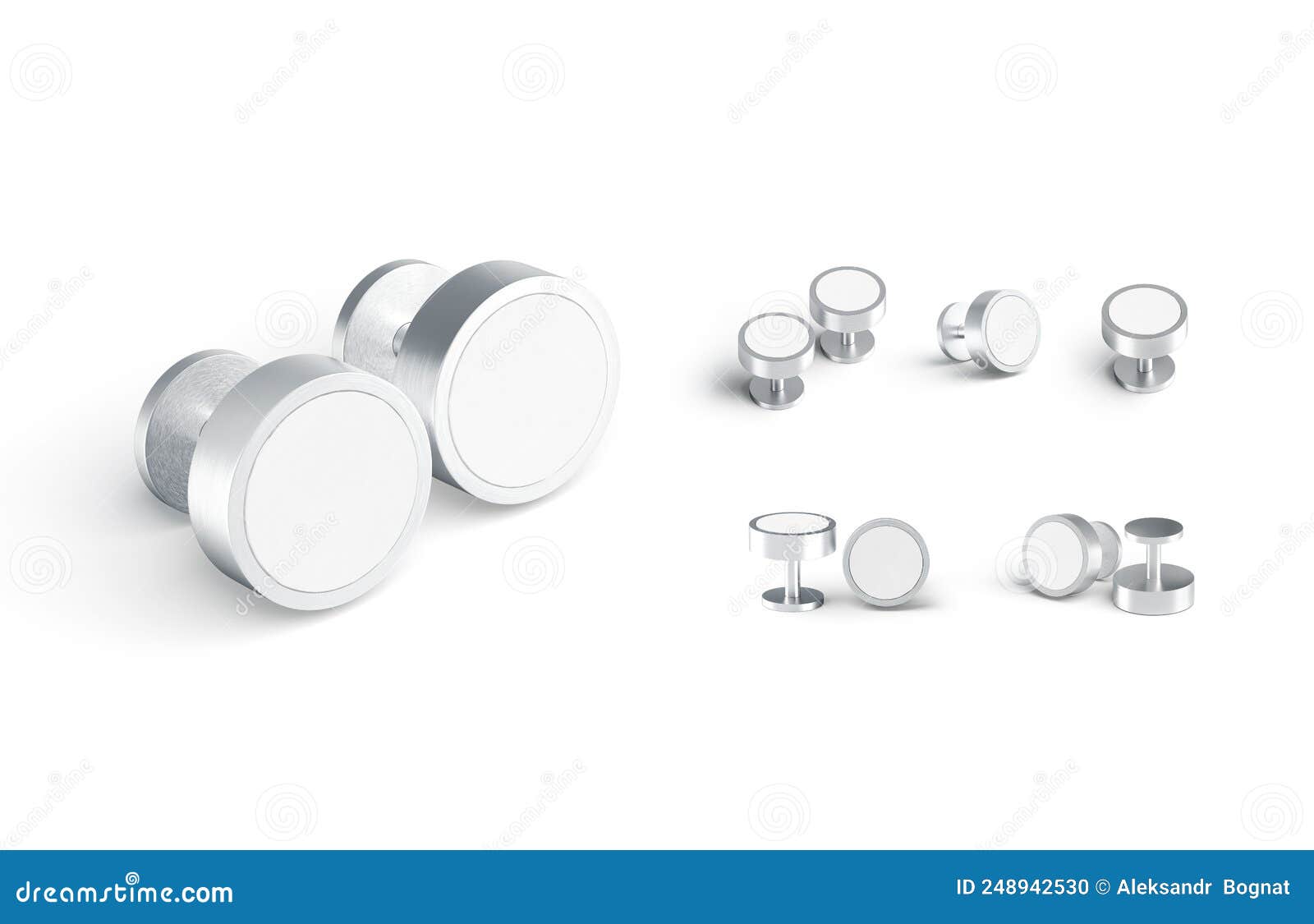 Blank Round Silver Cufflinks Stud Mockup Pair, Different Views Stock ...