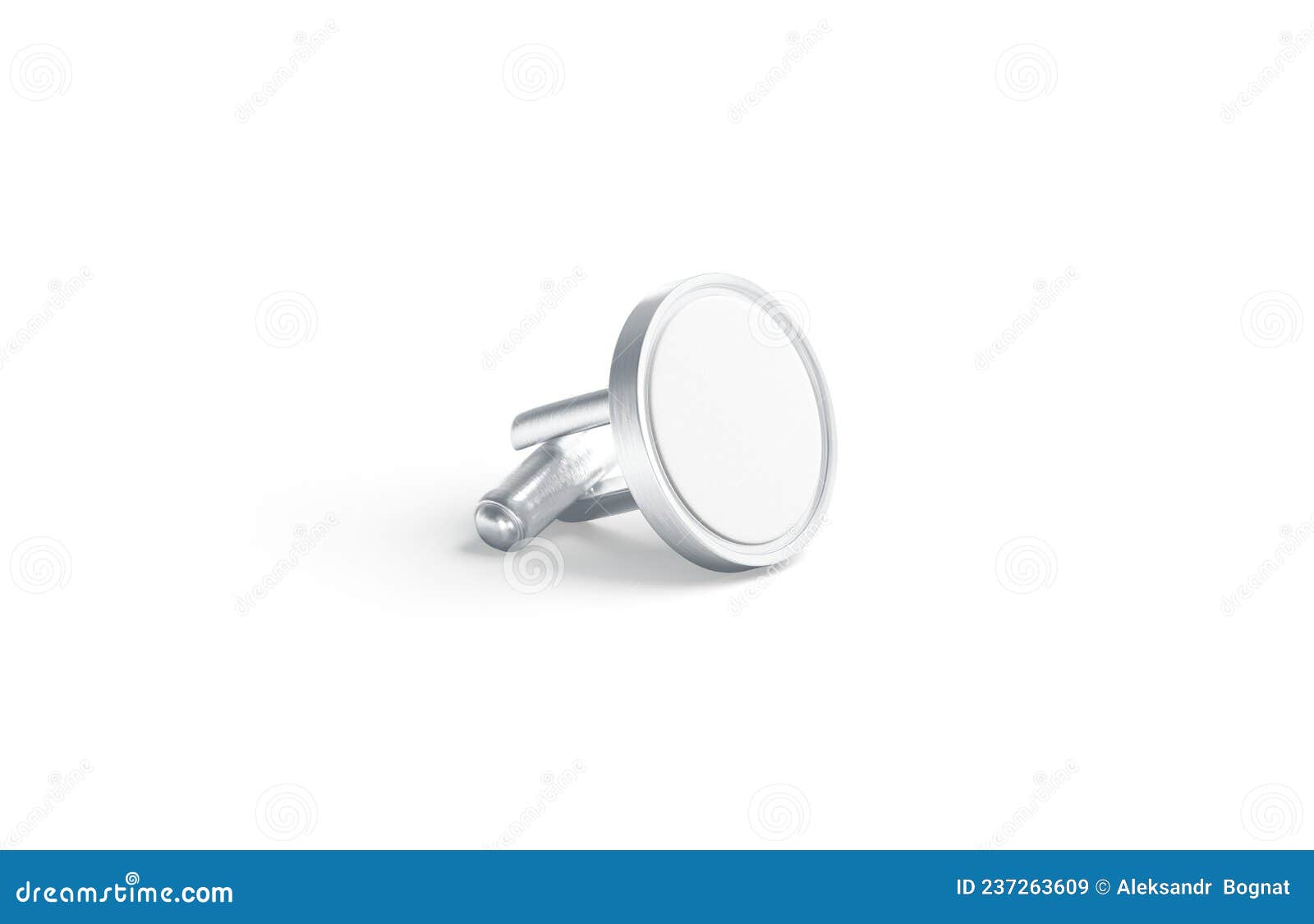Blank Round Silver Cufflinks Toggle Mockup Lying, Side View Stock ...