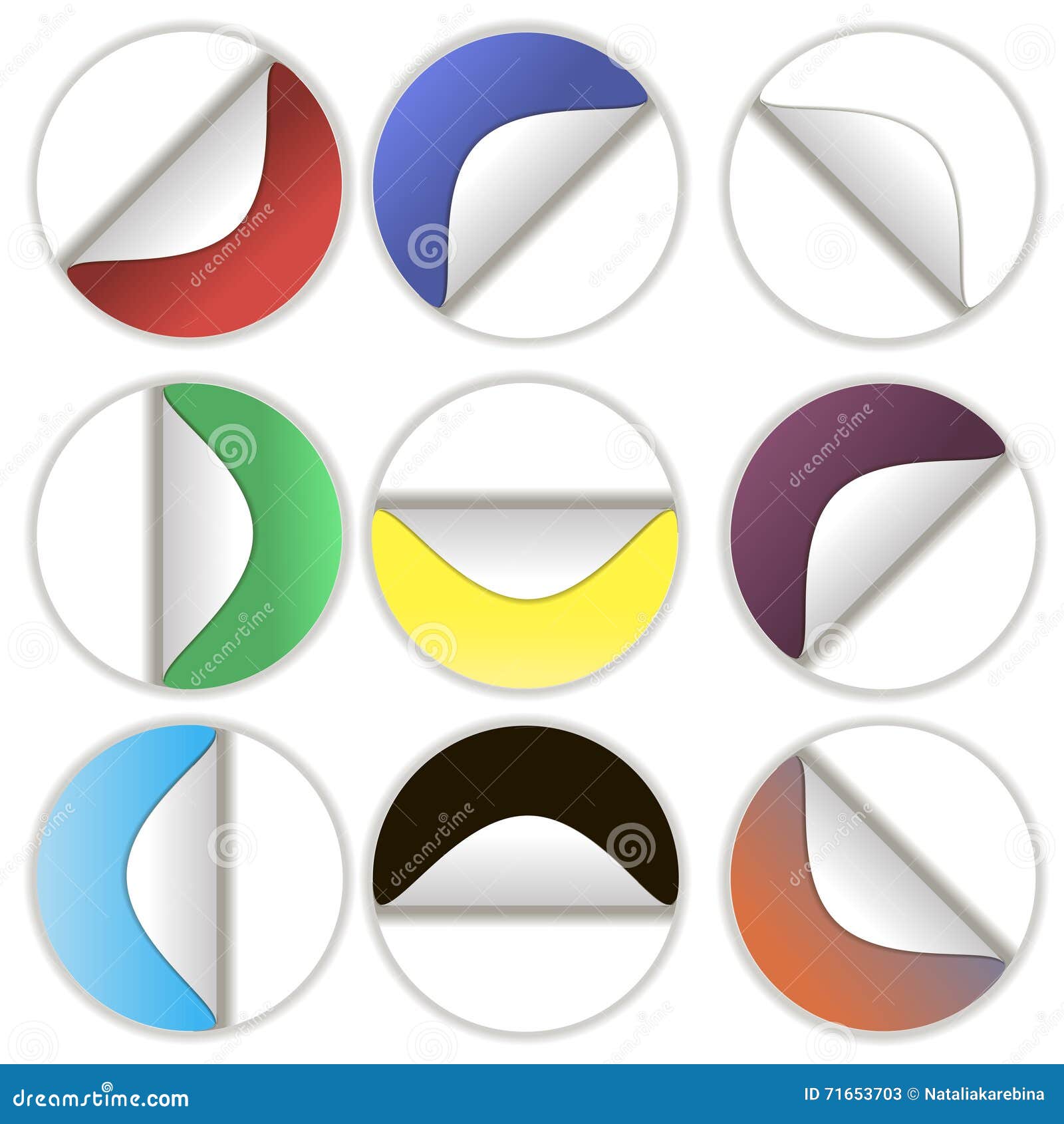 Blank Round Stickers with Space for Your Text. Set of Different Stock ...