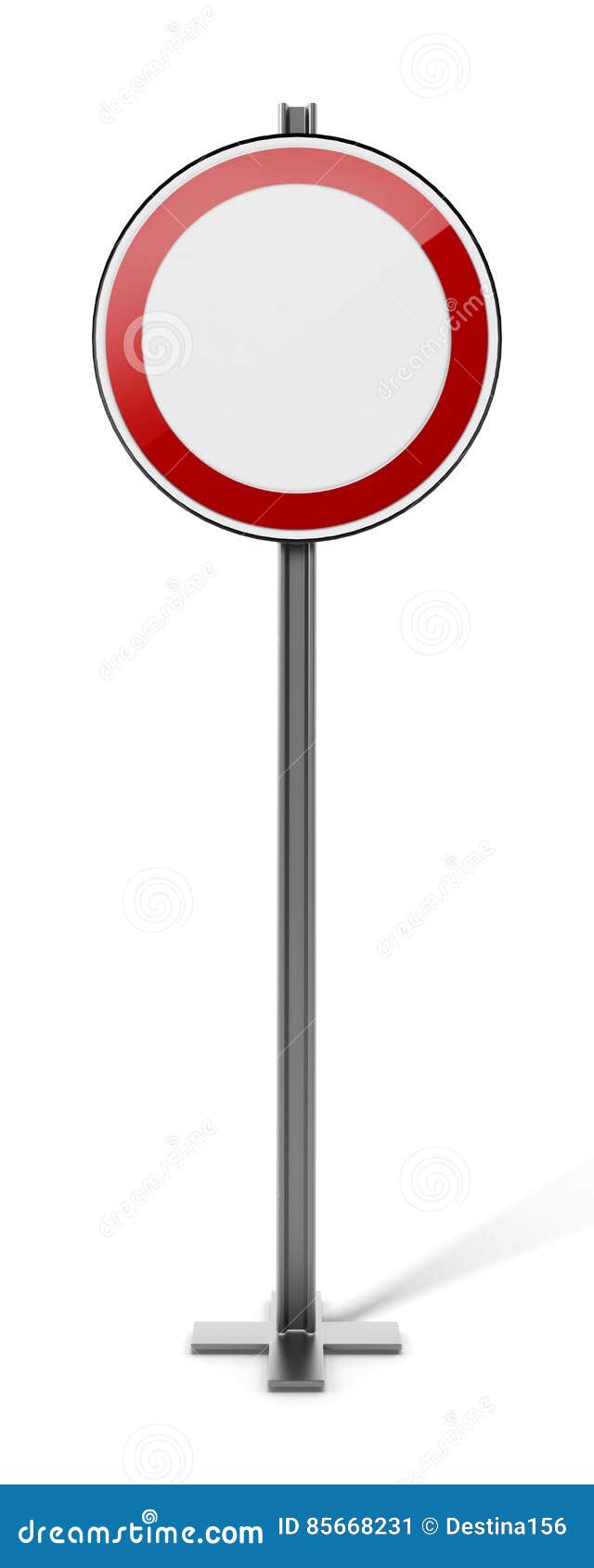 Blank Round Traffic Sign Isolated on White Background. 3D Illustration ...