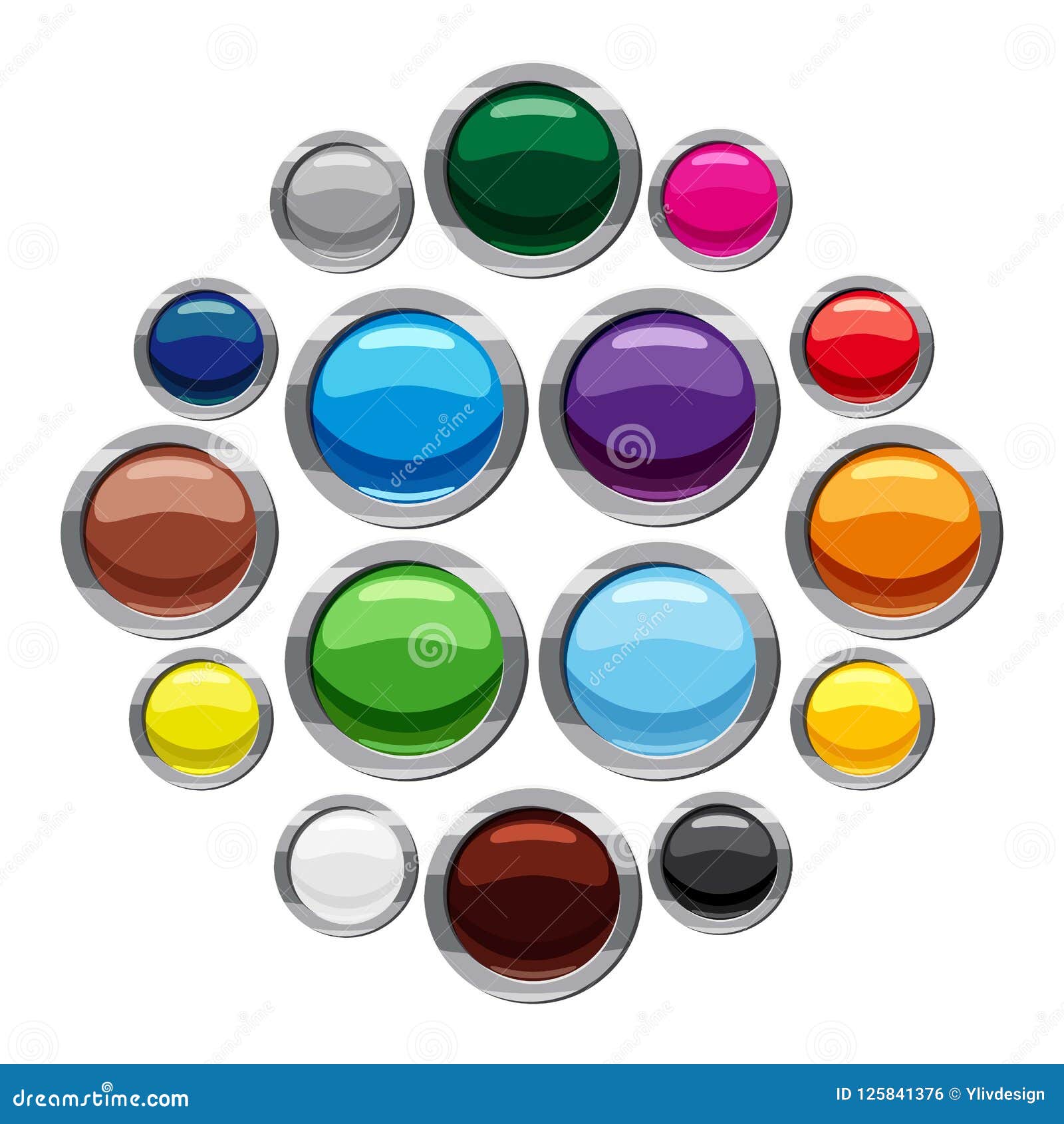 Blank Round Web Buttons Icons Set, Cartoon Style Stock Illustration ... Blank Round Web Buttons Icons Set, Cartoon Style Stock Illustration ...