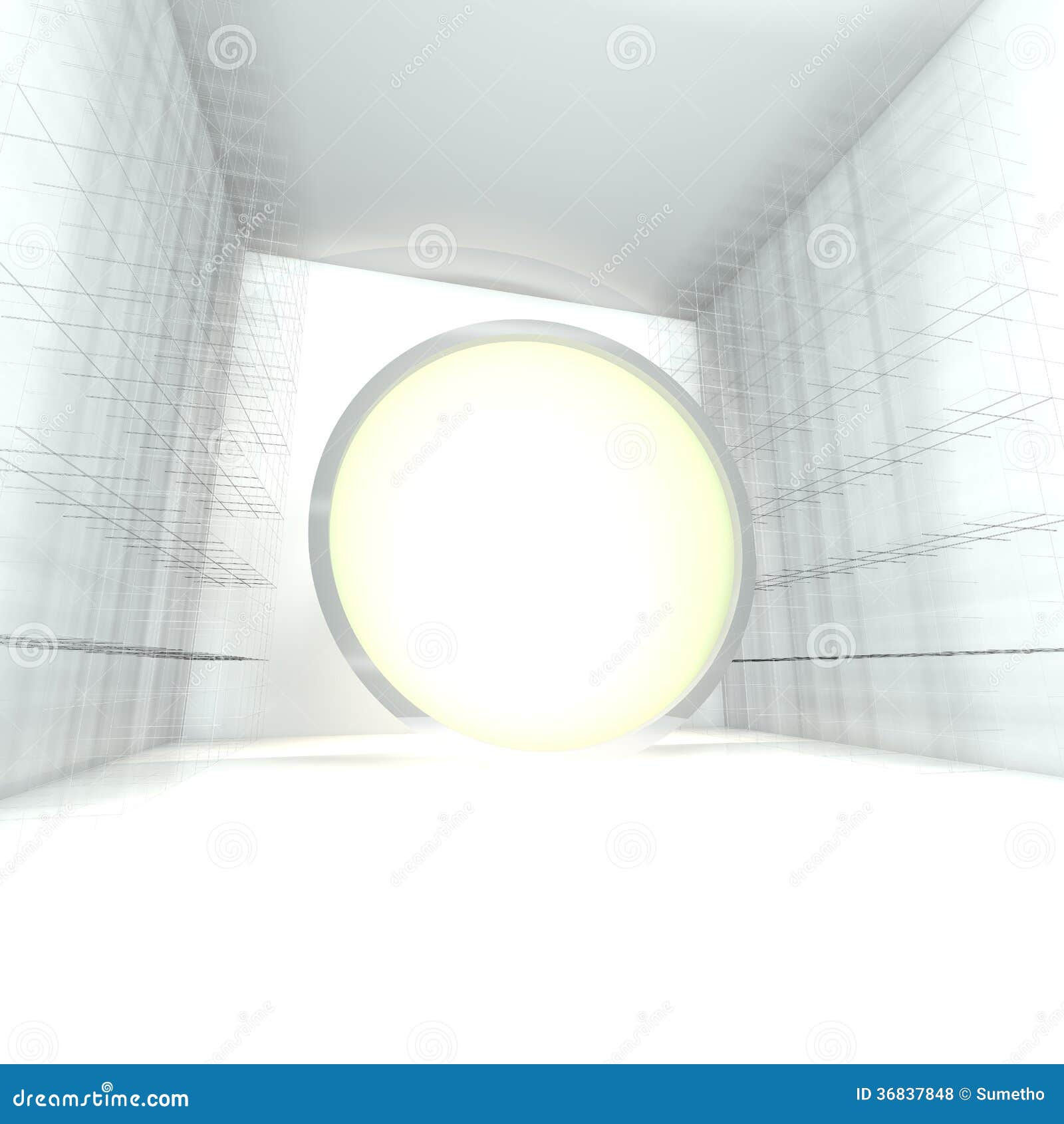 Blank Rounded Box Display on White Empty Room Stock Illustration ...