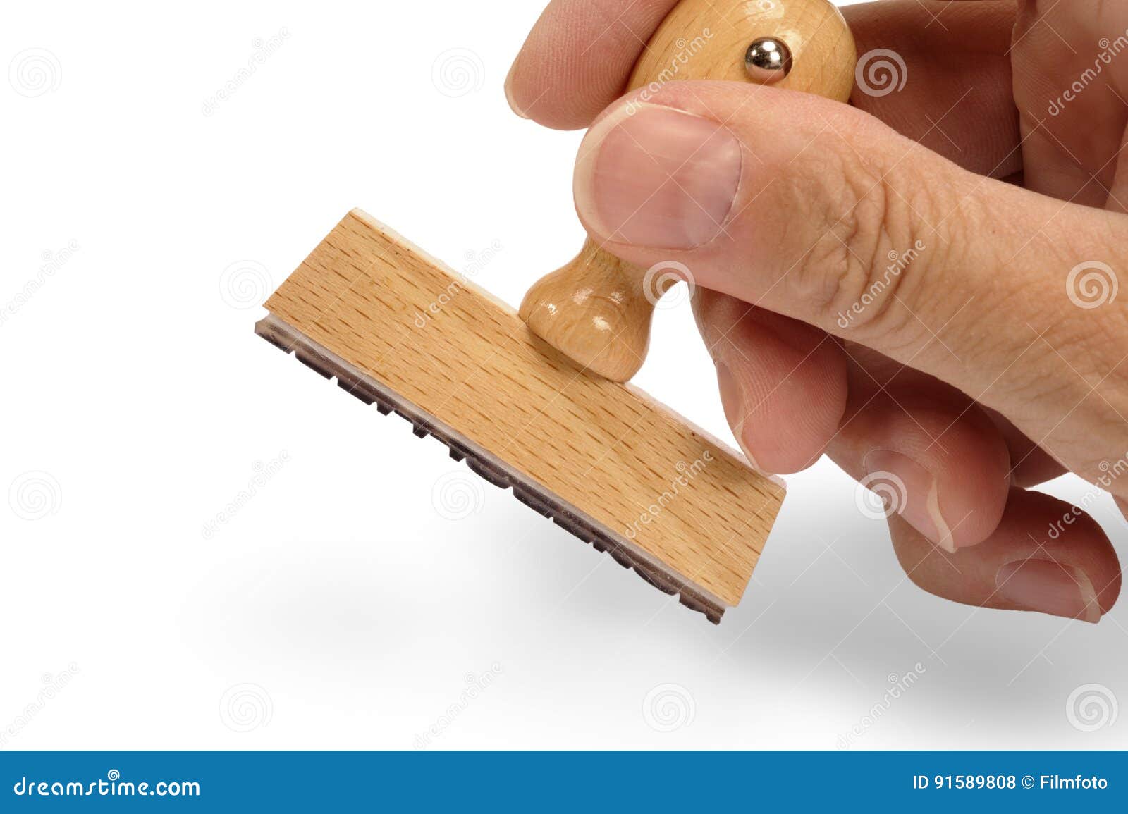Blank rubber stamp in hand stock photo. Image of document - 91589808