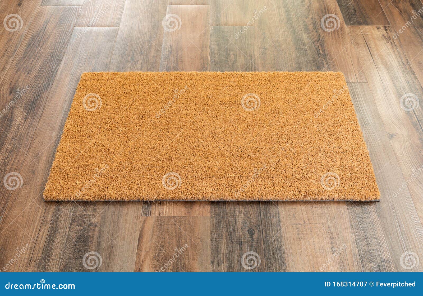 Blank Doormat on Wood Floor Background Ready for Your Own Text Stock ...