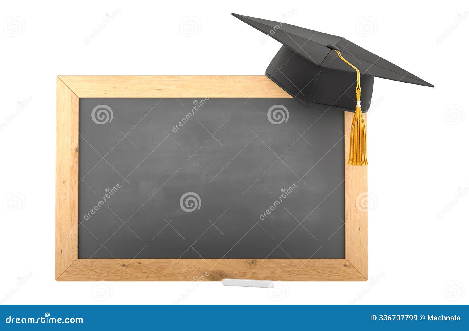 Blank School Blackboard, with Graduation Cap and Chalk, Front View. 3D ...