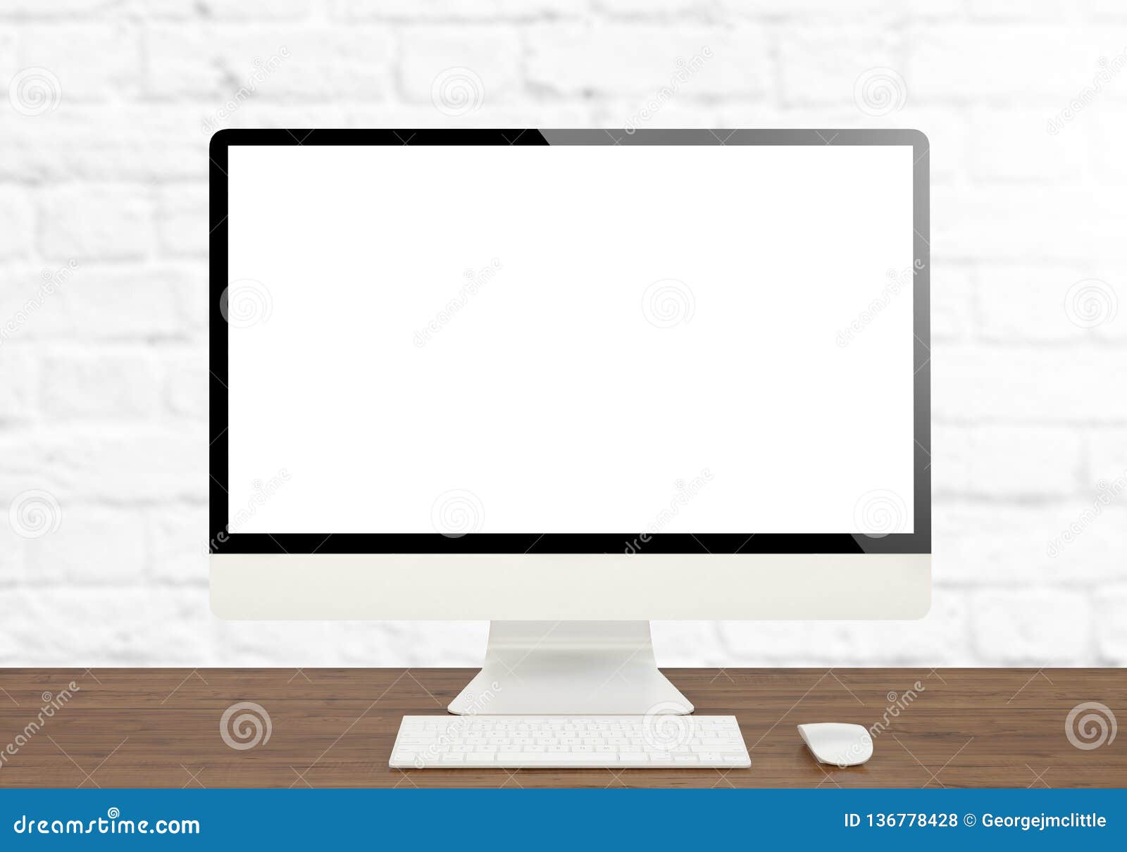 Blank screen computer stock illustration. Illustration of desk - 136778428