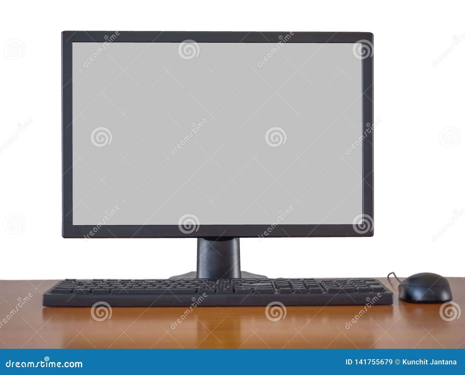 Blank Screen Computer Desktop with Keyboard Stock Image - Image of ...