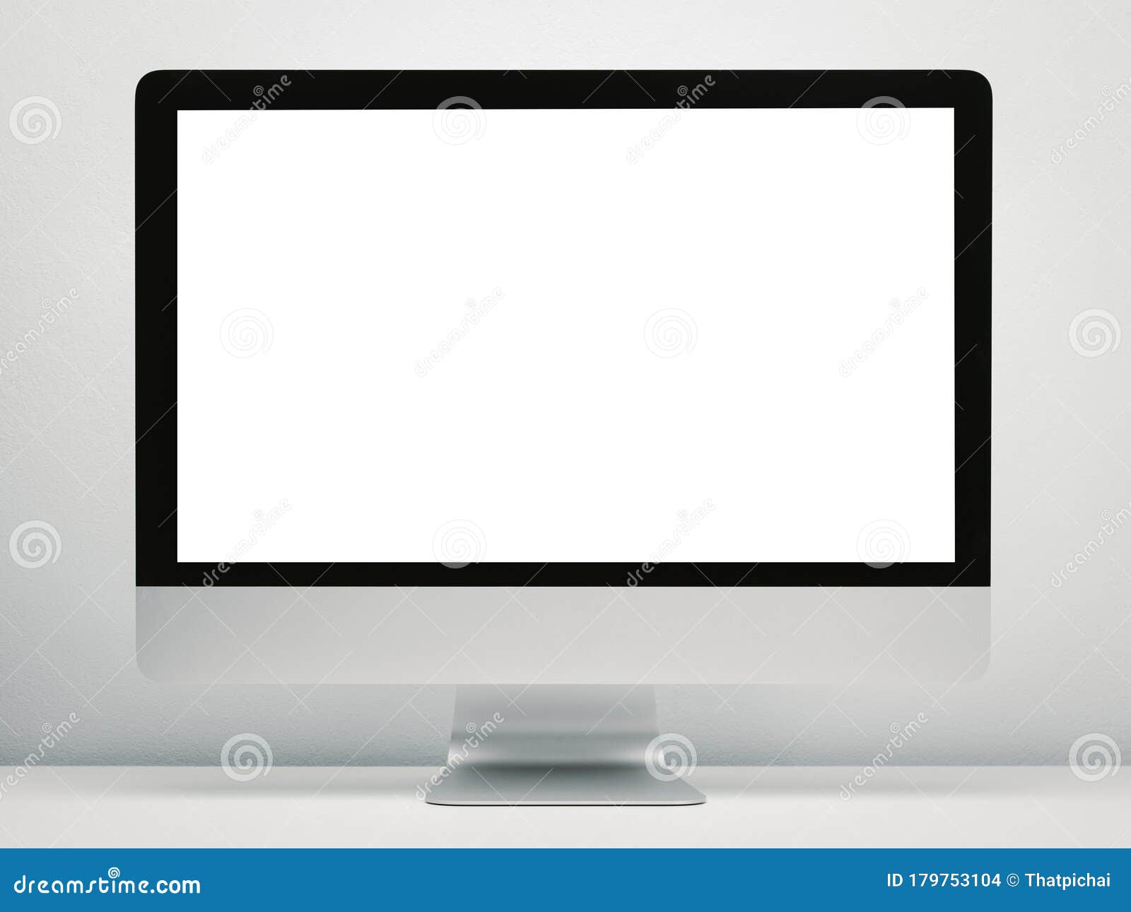 Blank Screen Computer Display For Mockup In Office Interior, Work Desk ...