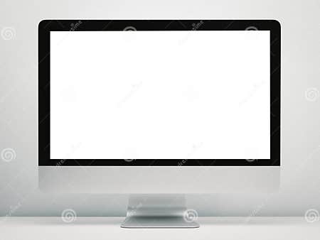 Blank Screen Computer Display for Mockup in Office Interior, Work Desk ...