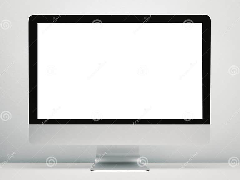 Blank Screen Computer Display for Mockup in Office Interior, Work Desk ...