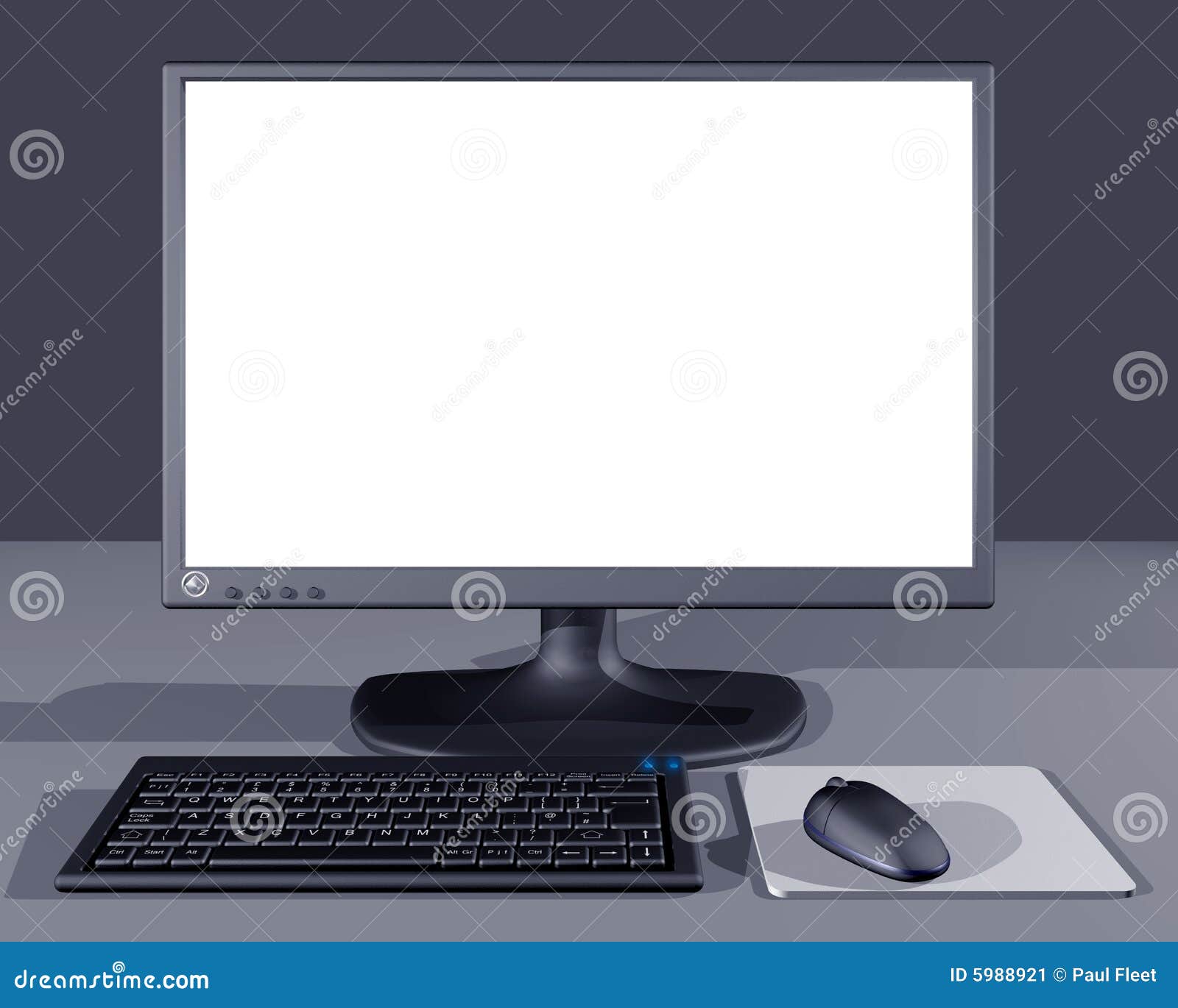 Blank Screen on a Desktop Computer Stock Illustration - Illustration of ...