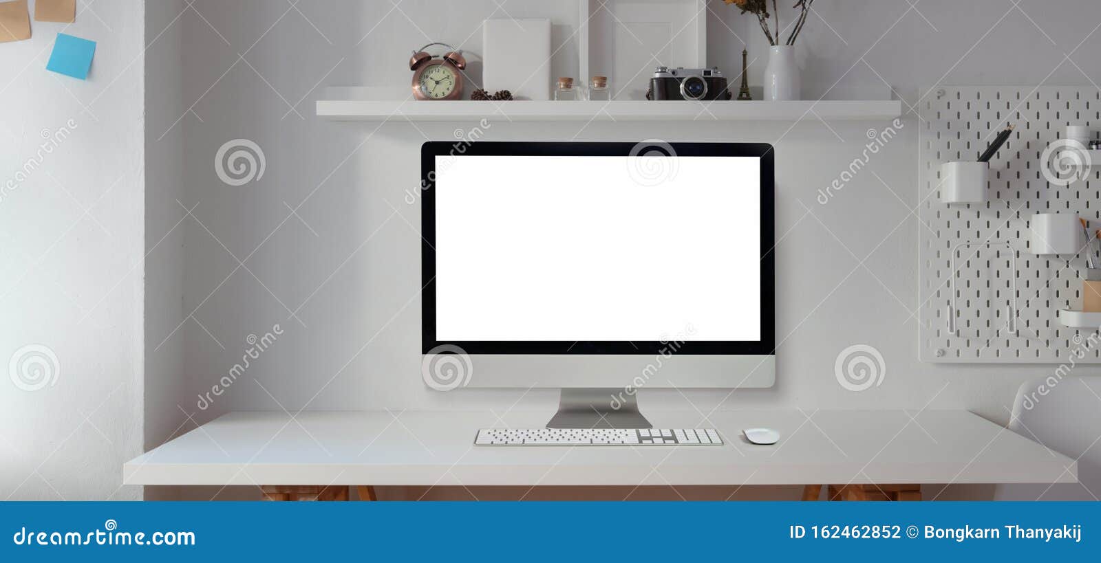 Blank Screen Desktop Computer in Modern Office Room with Office ...