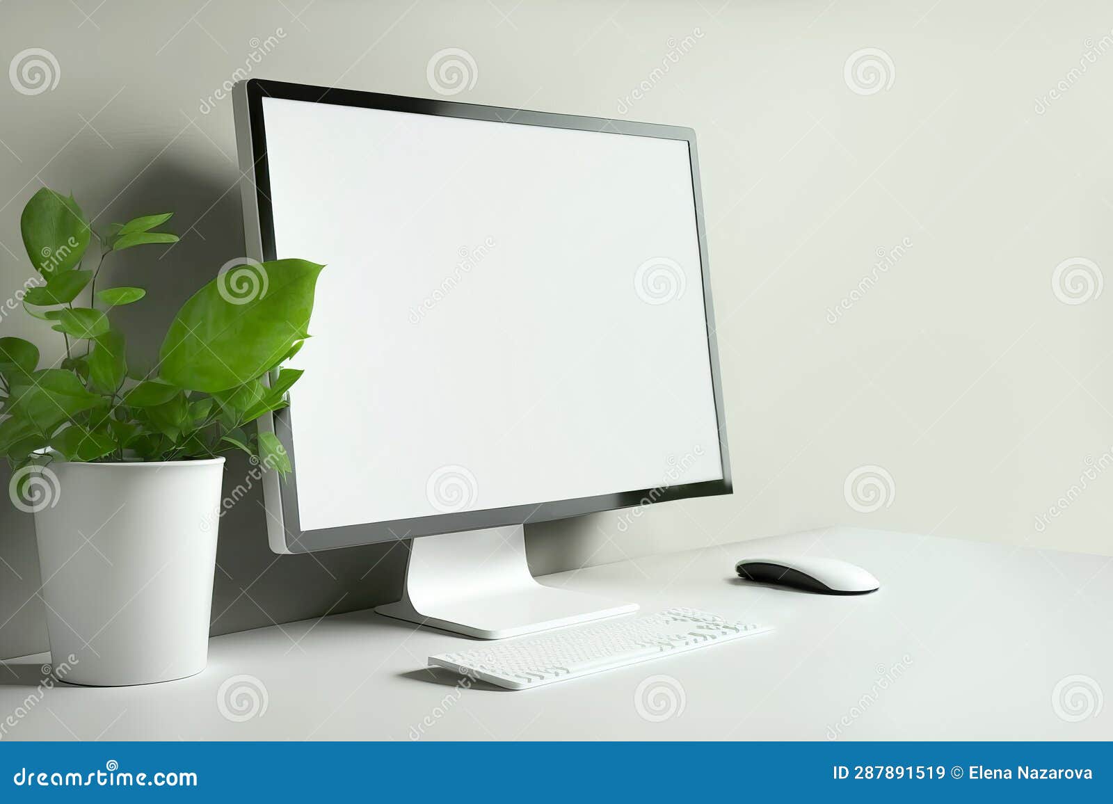 Blank Screen Desktop Computer on a Office Desk. Generative AI ...
