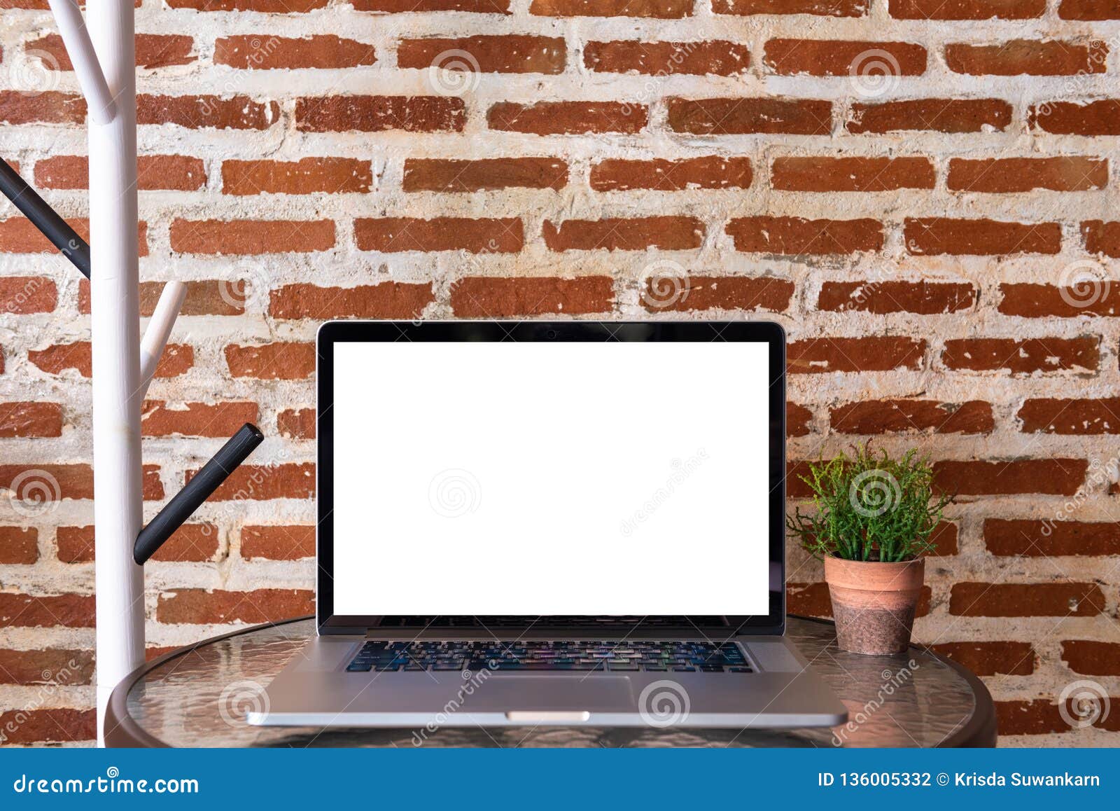 Lank Screen of Laptop Computer on Table Stock Photo - Image of ...