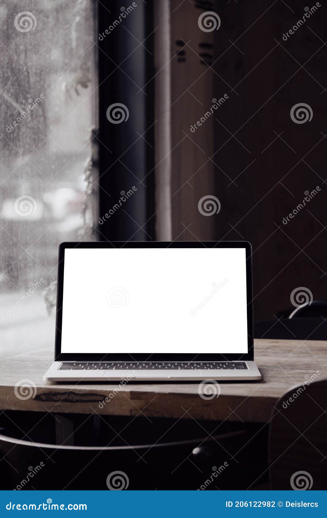 Blank Screen Laptop Computer and Working with Mobile Device Screen ...