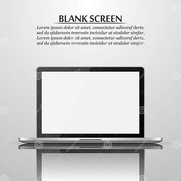 Blank Screen. Laptop with Reflection and Shadow Stock Illustration ...