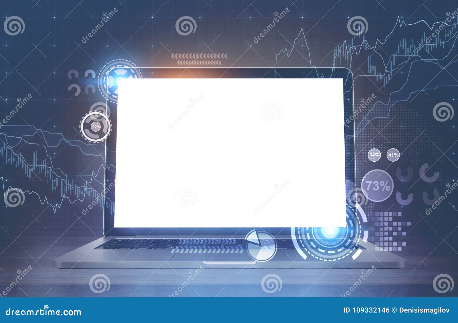 Laptop Blank Screen, HUD Interface Stock Photo - Image of edge, graph ...